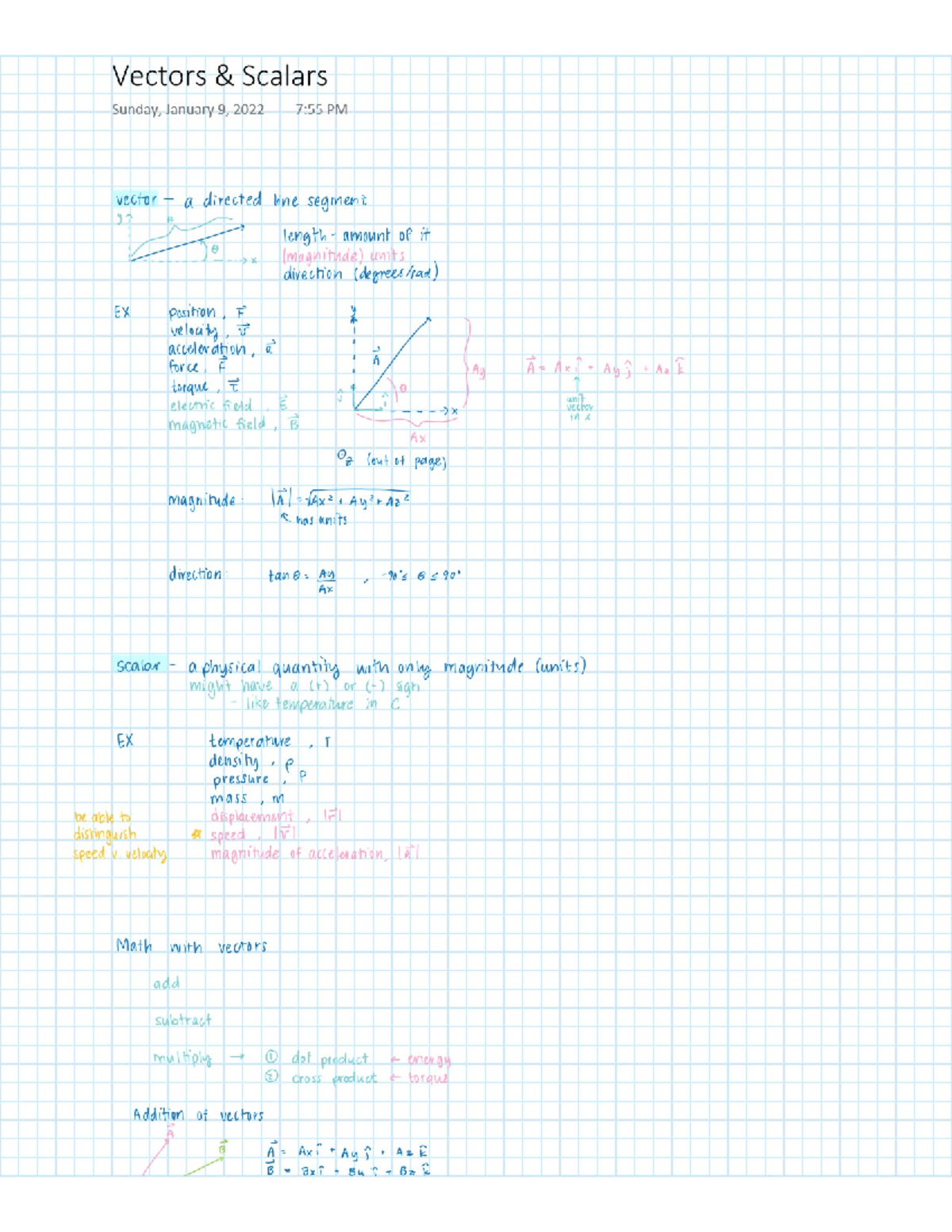 Vectors & Scalars - PHY 1420 - Studocu