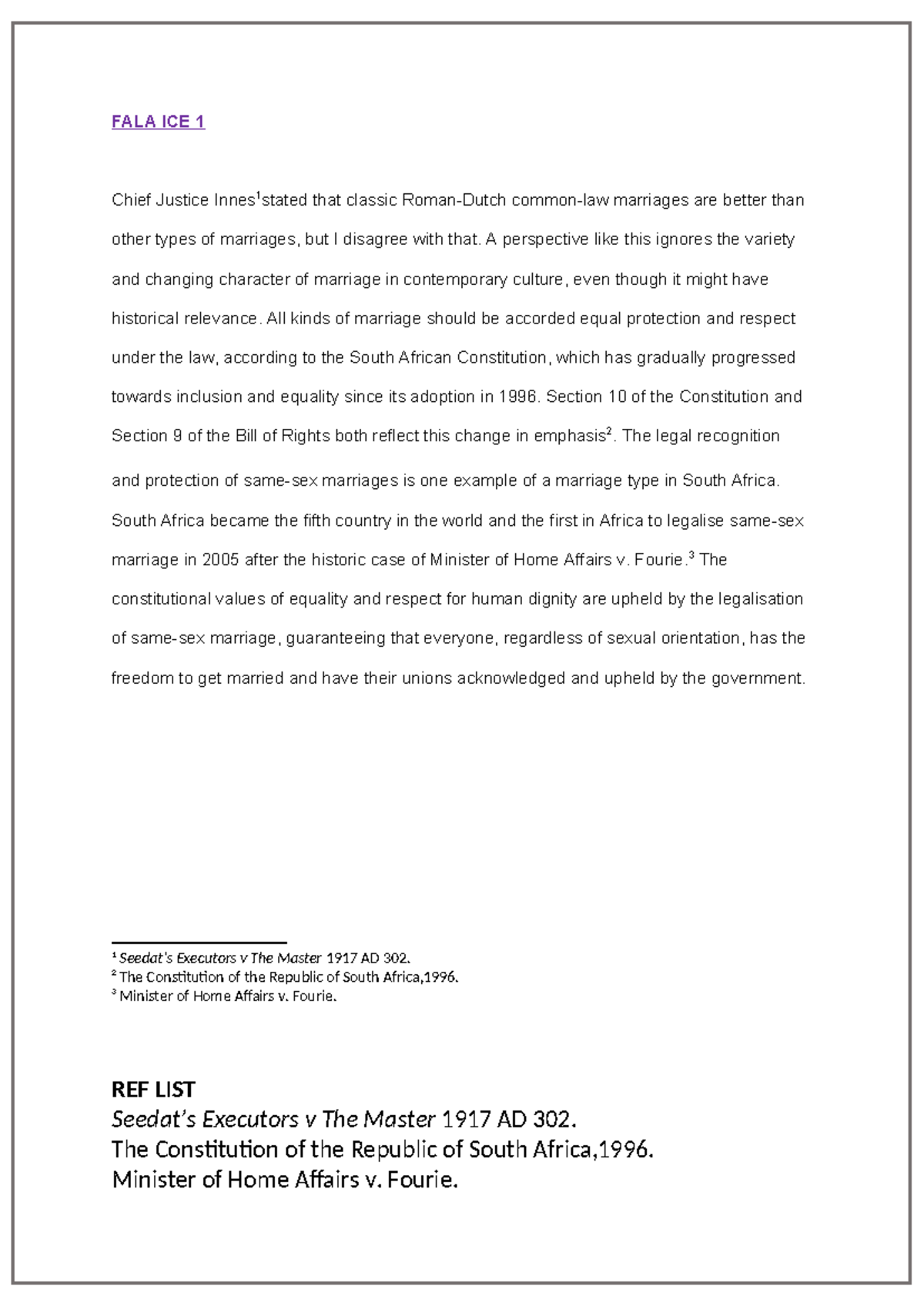 FALA ICE 1 - family law ice - FALA ICE 1 Chief Justice Innes 1 stated ...