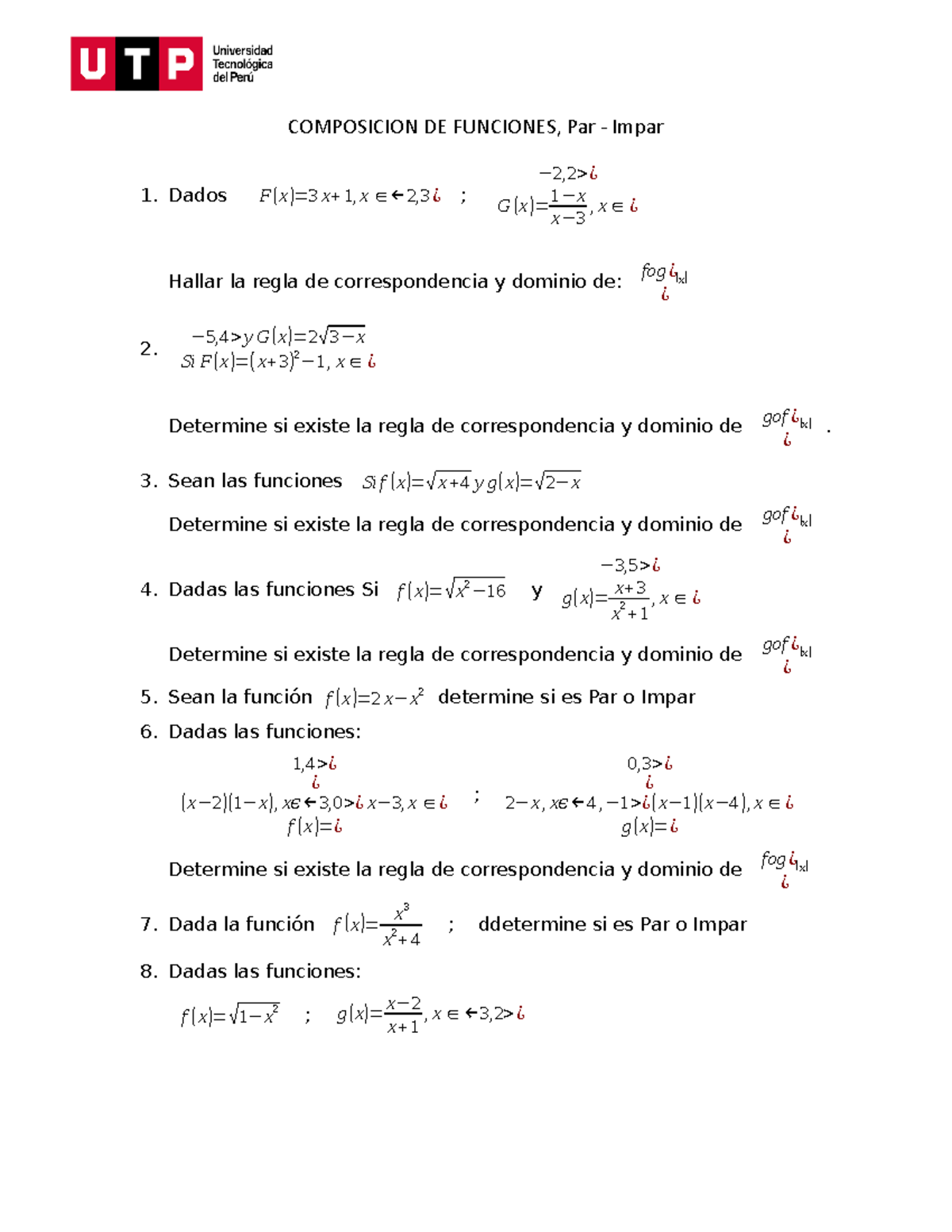 S02.s2-Ejercicios de Composicion de Funciones - COMPOSICION DE FUNCIONES, Par - Impar Dados F ...