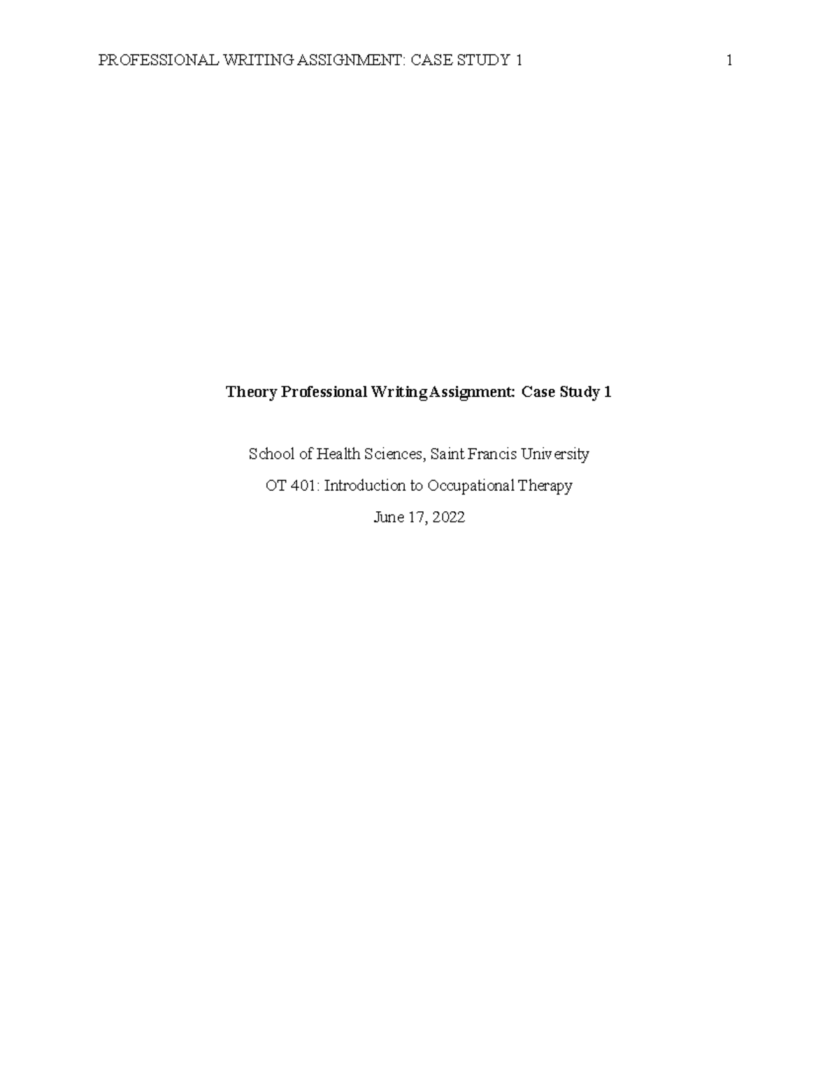 Professional Writing Assignment - The patient lives in a two-story home ...