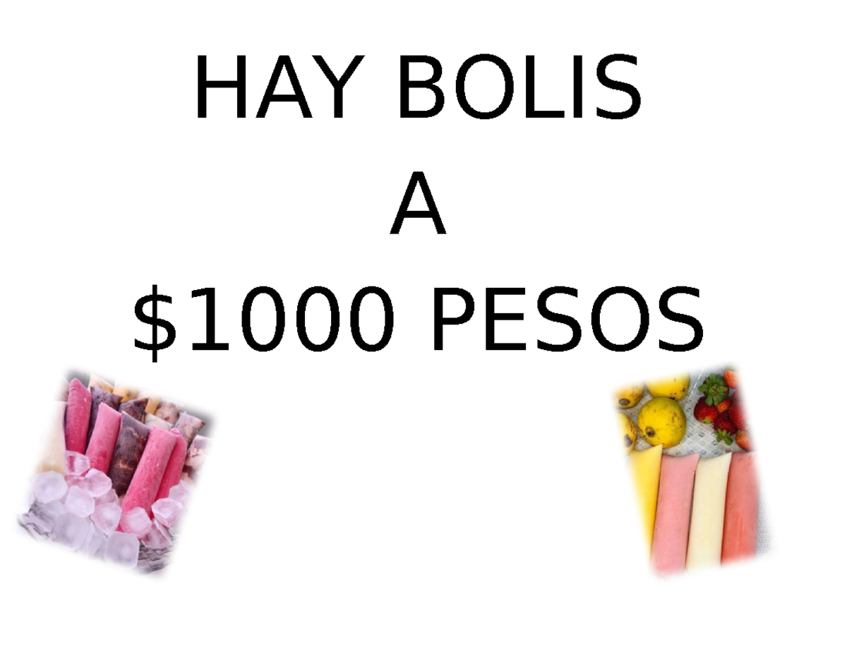 HAY Bolis - gwsqgs87swy7sw - ciencias - HAY BOLIS A $1000 PESOS - Studocu