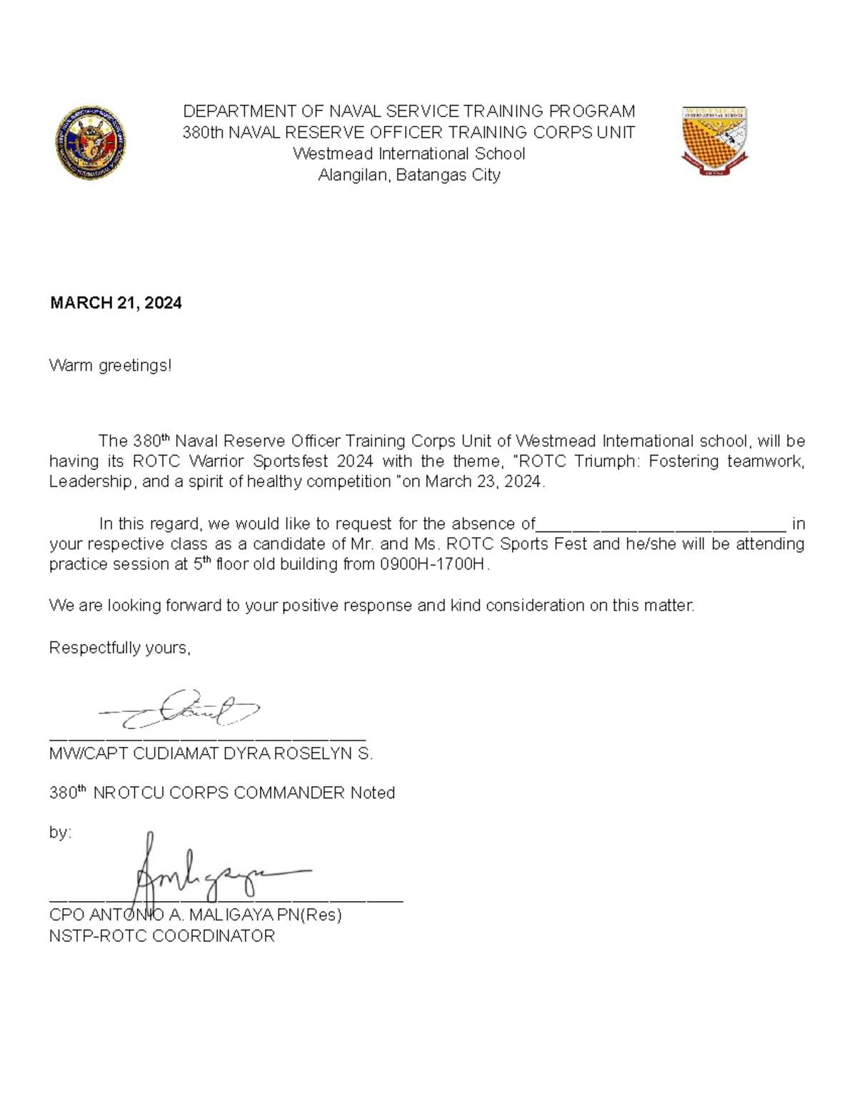 Candidates- Letter-4 - idk - DEPARTMENT OF NAVAL SERVICE TRAINING ...