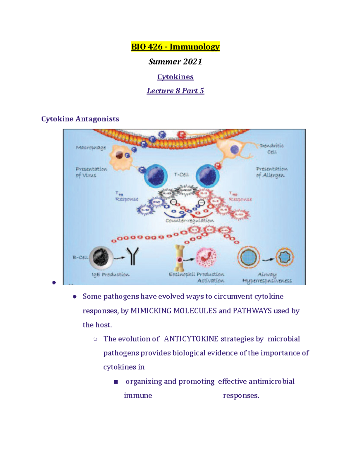 BIO 426 Lecture 8 Part 5 - Summer 2021 - BIO 426 - Immunology Summer ...
