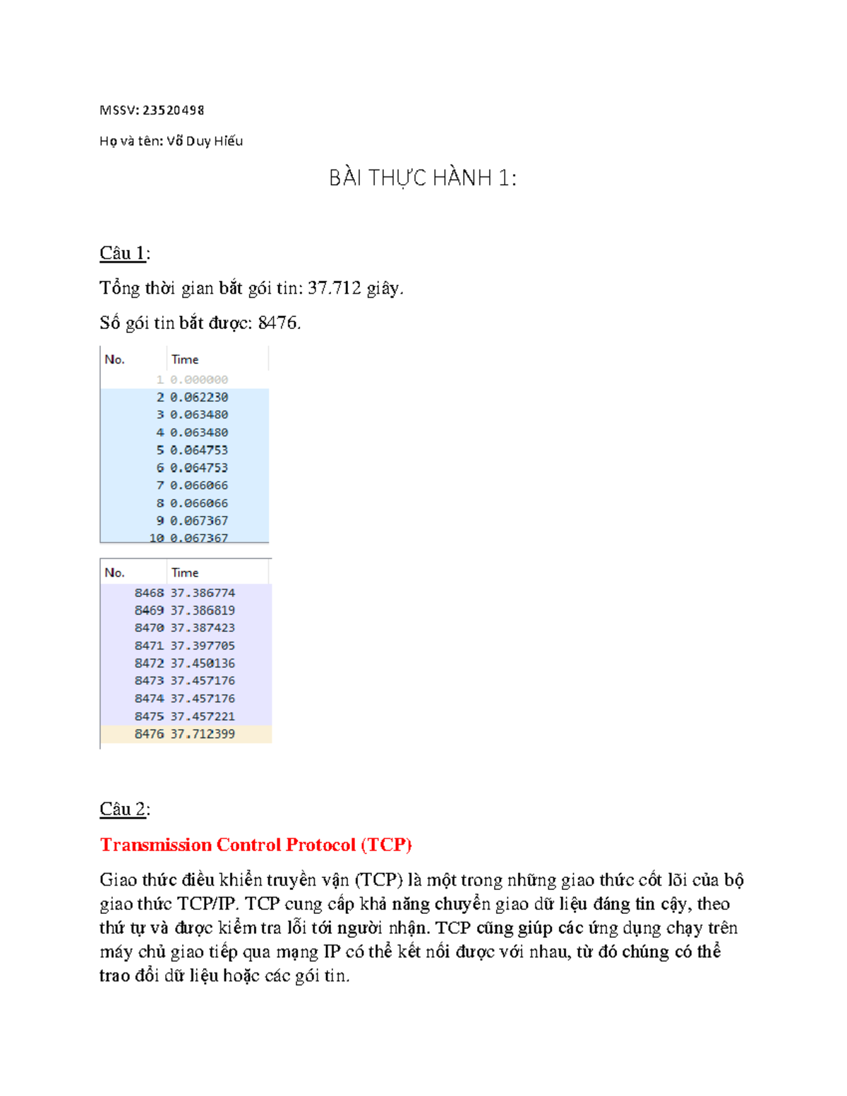 Nhap mon mang may tinh Bao Cao Lab 1 - MSSV: 23520498 Họ và tên: Võ Duy ...