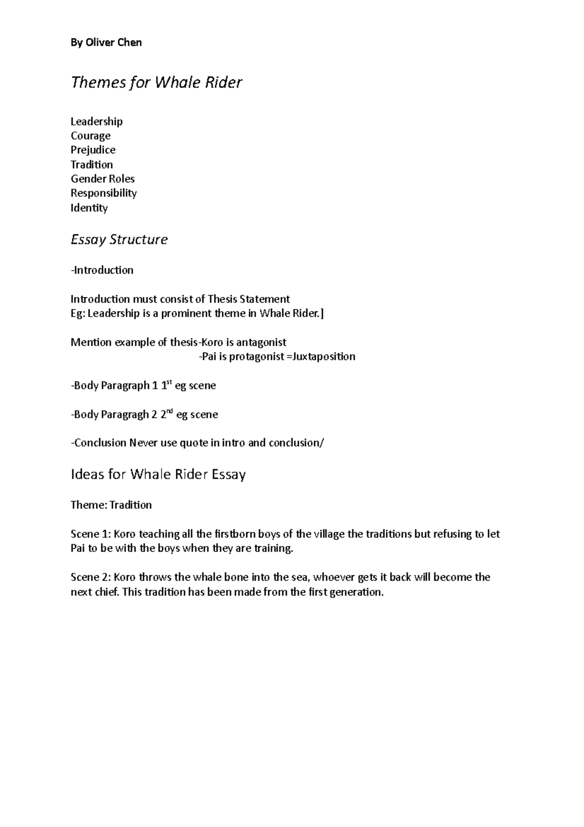 Themes for Whale Rider. Niki Caro author - Studocu