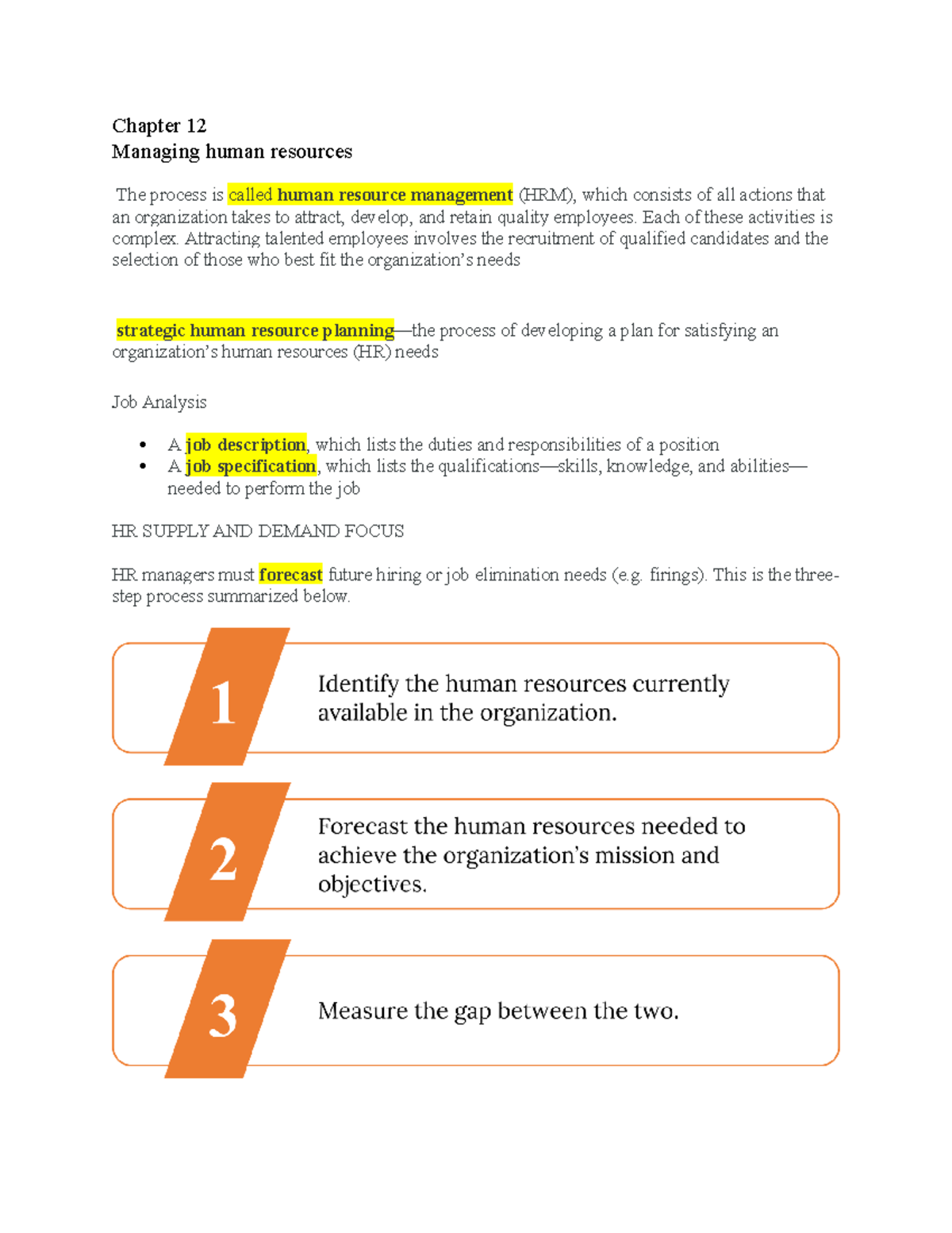 Chapter 12 FOB - LECTURE NOTES - Chapter 12 Managing human resources ...