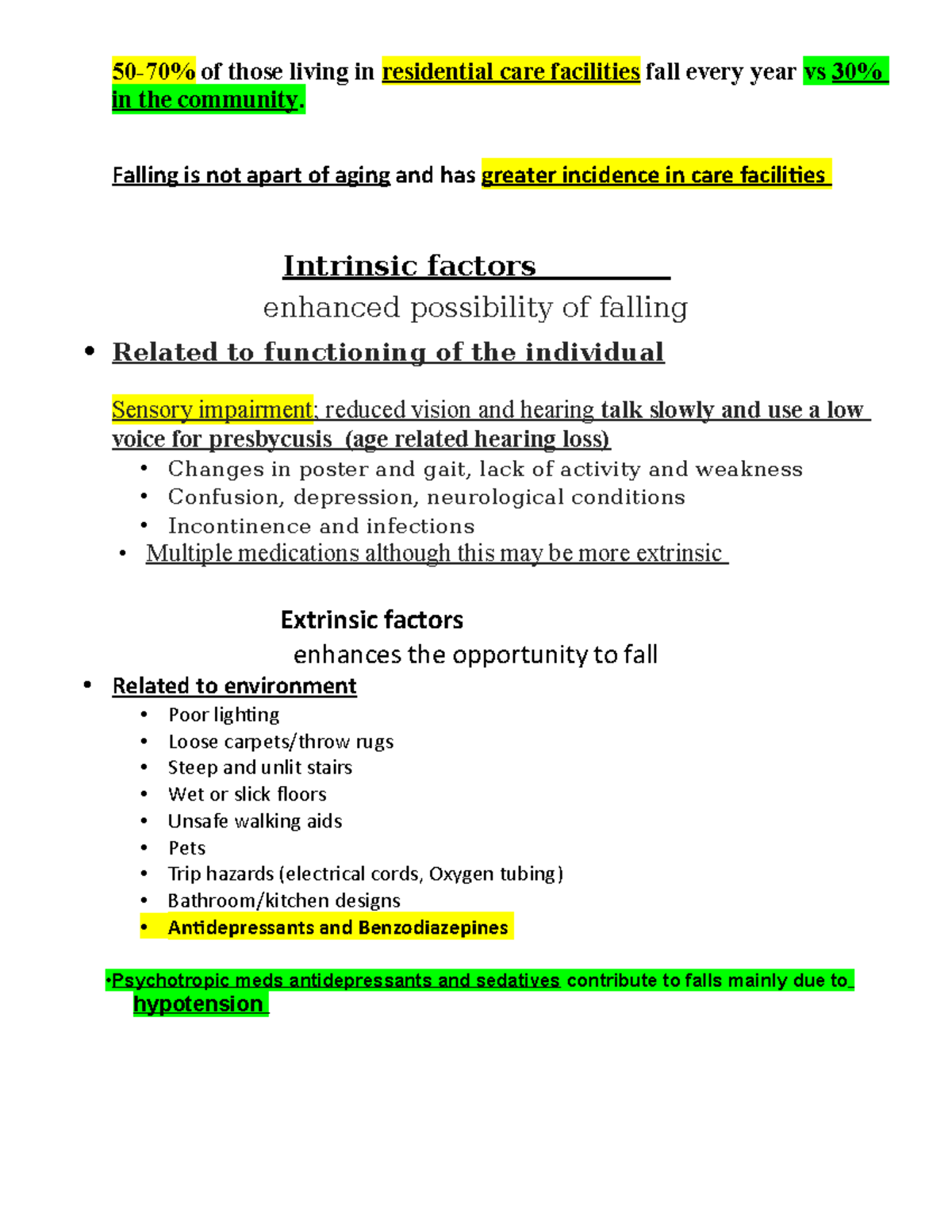 Fall and Incontinence study guide-Unitek College study guide or ...