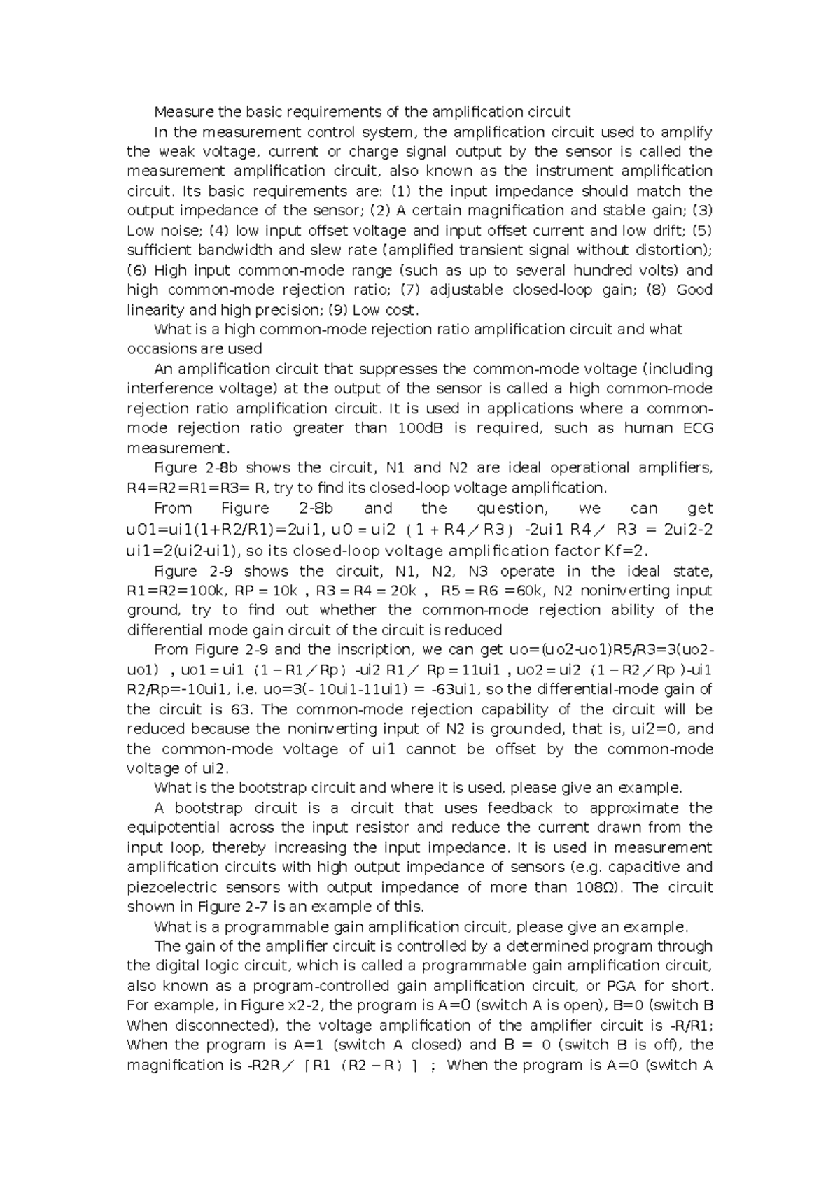 ENGR 223 Week 4 Measure the basic requirements of the amplification ...