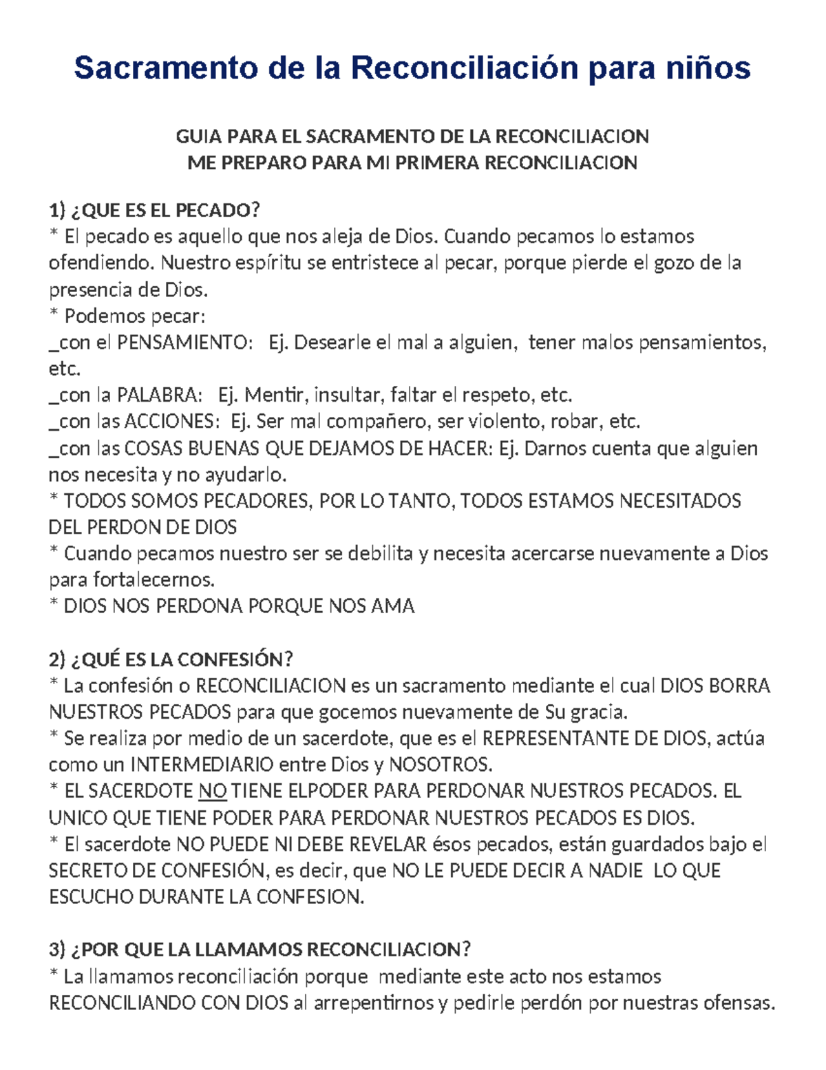 Sacramento de la Reconciliación para niños tita - Sacramento de la ...