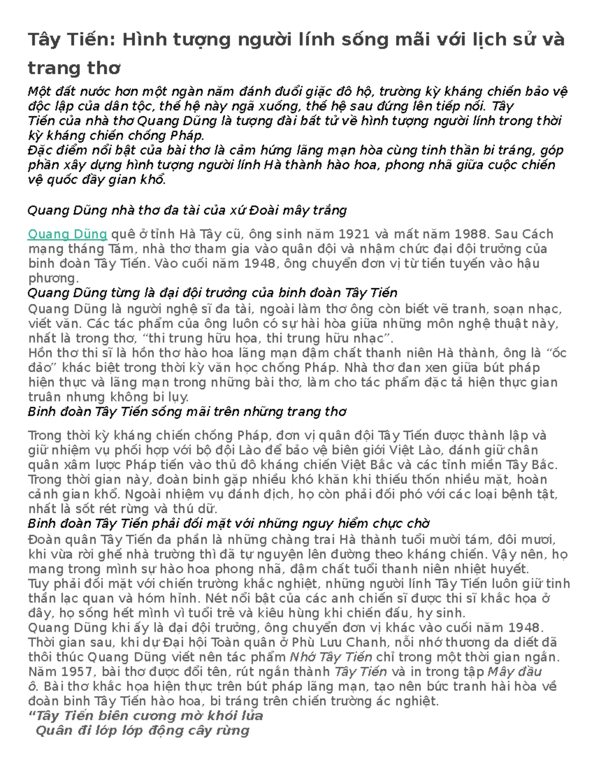 Tây Tiến - tay tien - Tây Tiến: Hình tượng người lính sống mãi với lịch sử và trang thơ Một đất ...