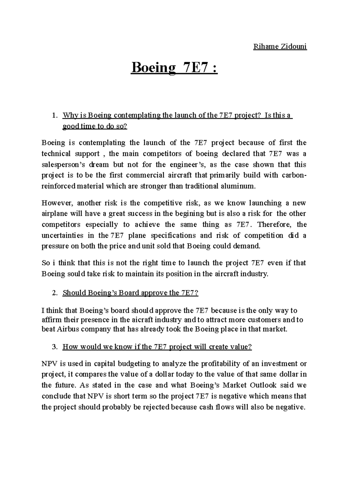 Case+17 - Rihame Zidouni Boeing 7E7 : 1. Why is Boeing contemplating ...