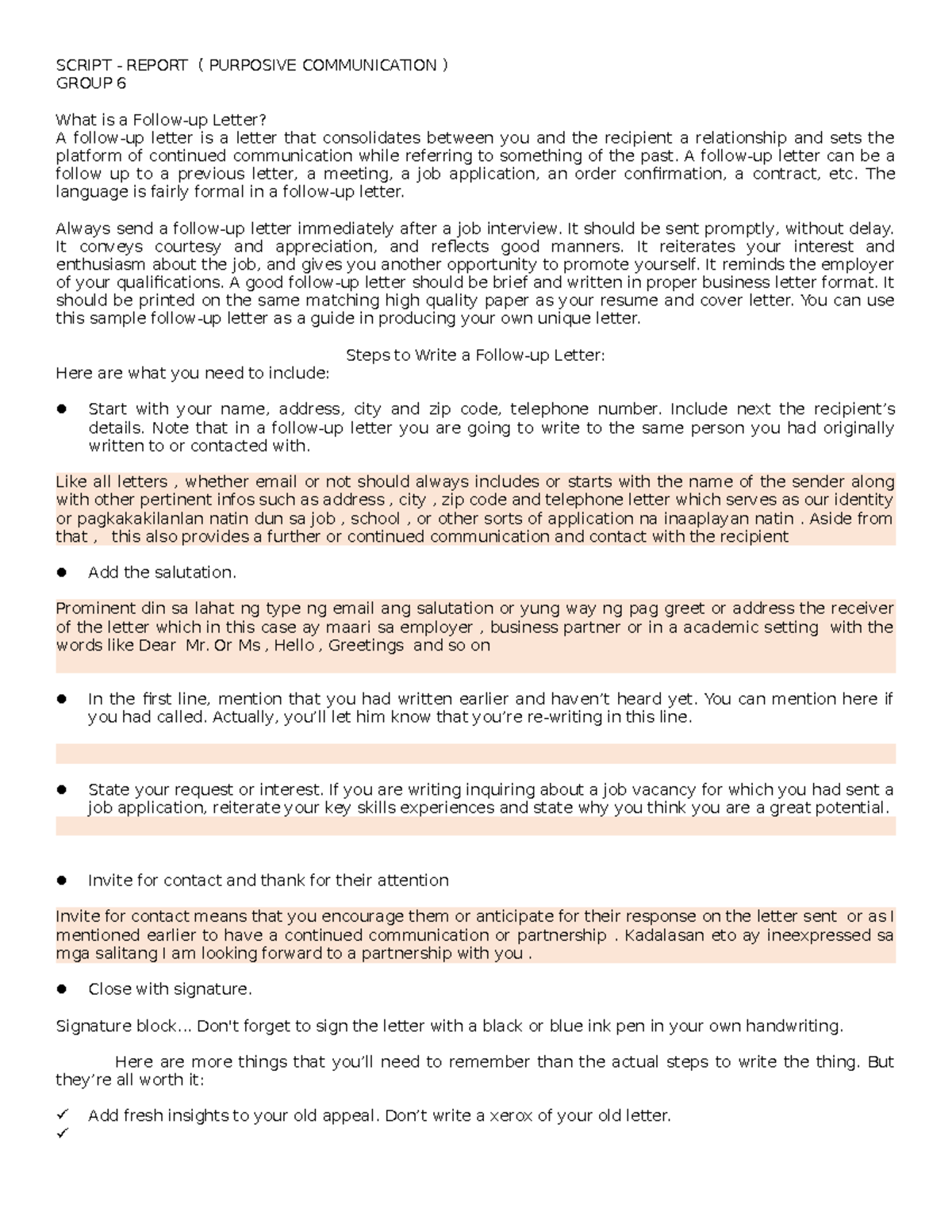Script- Purcomm - Writing Follow Up Letter - SCRIPT - REPORT ...