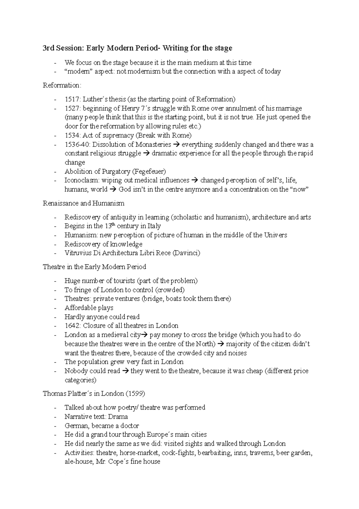 Session 3 - Early Modern writing for the stage - 3rd Session: Early ...