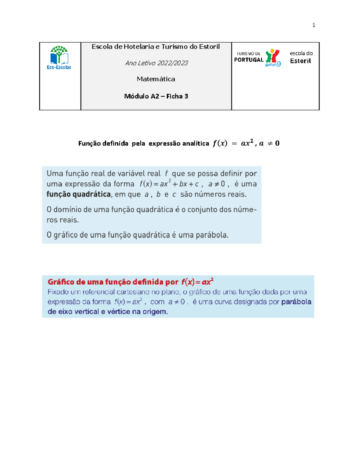 Módulo A2 - ficha 3 - its been wonderful - Escola de Hotelaria e ...