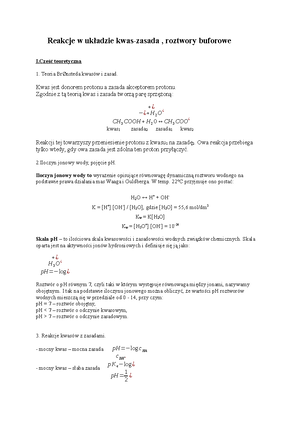 Kolokwium chemia lab - Pojęcie kwasów i zasady: Teorie kwasów i zasad: Teoria Arrheniusa: Kwas ...