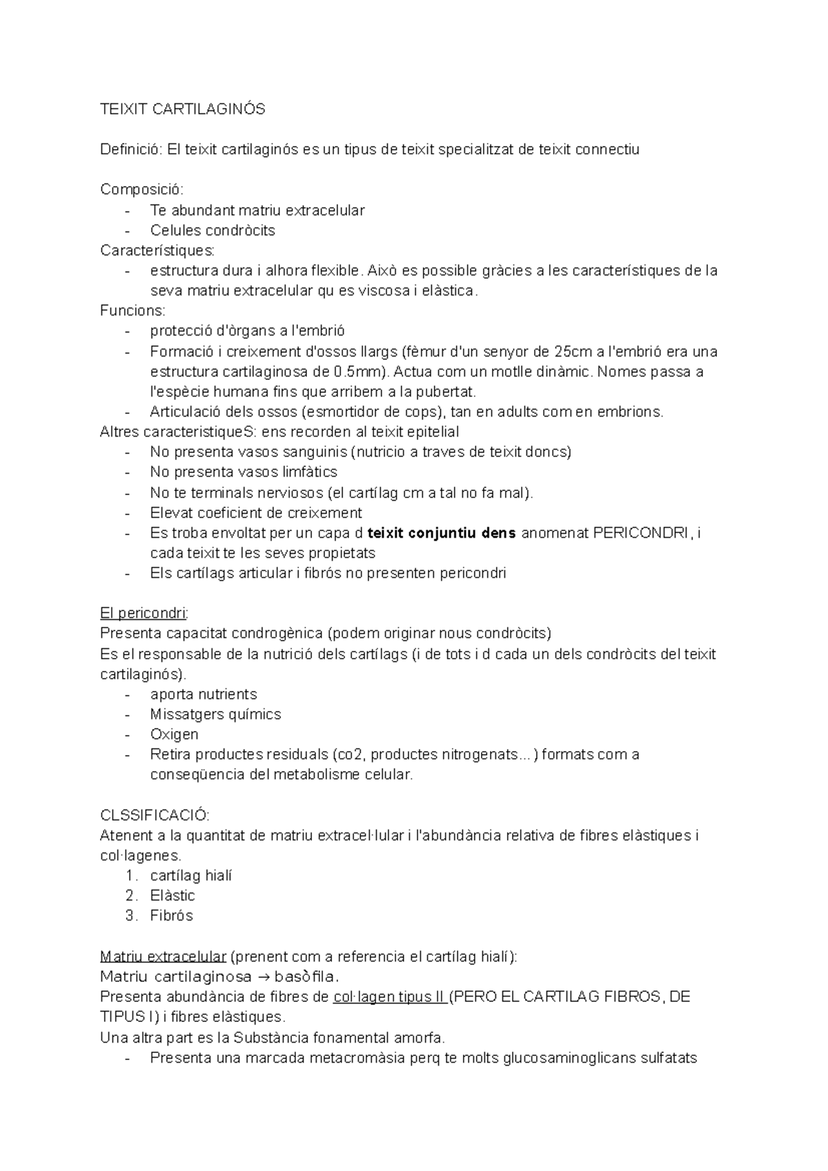 Teixit cartilaginós (tema 5) - TEIXIT El teixit es un tipus de teixit ...