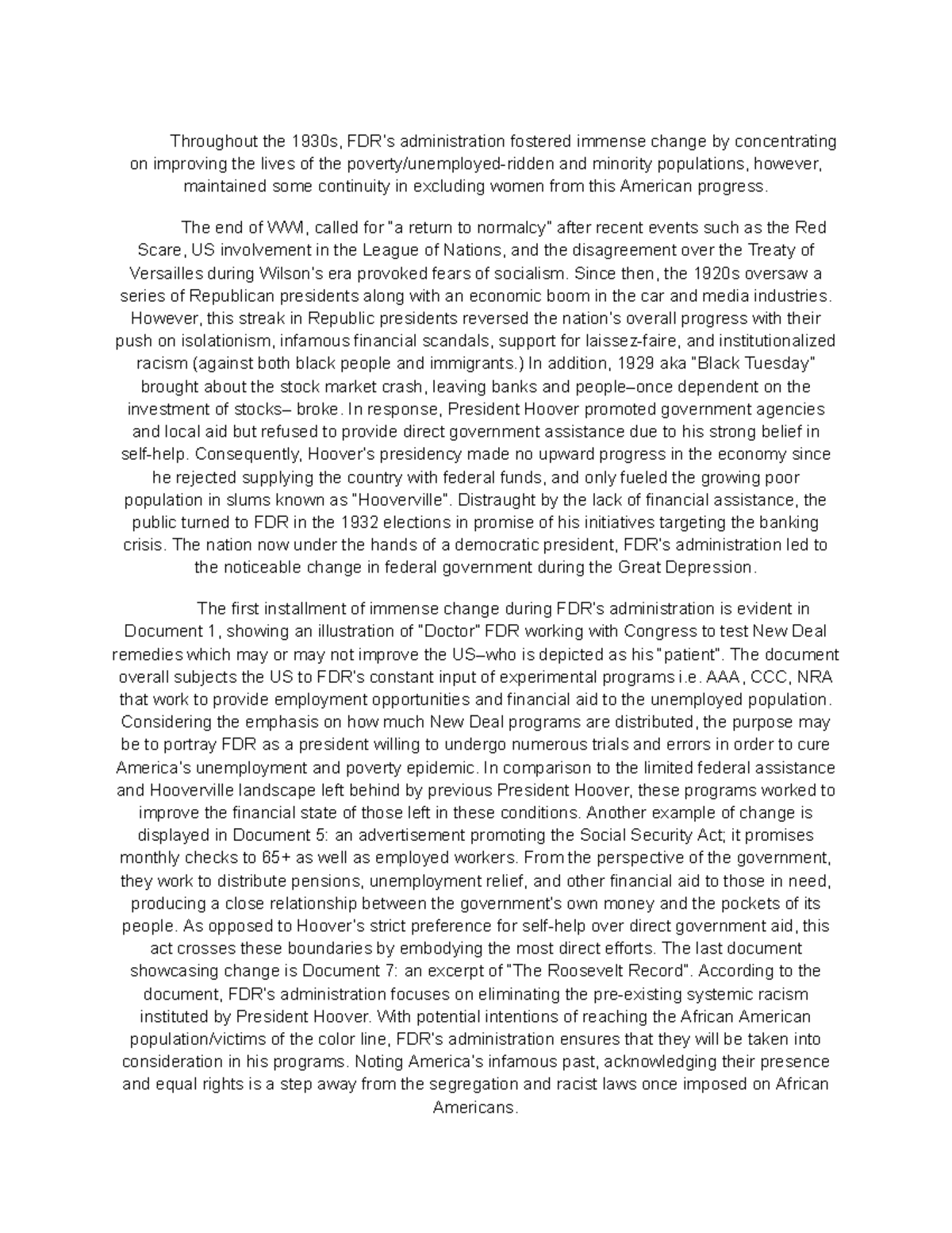 DBQ-The New Deal - penis - Throughout the 1930s, FDR’s administration ...