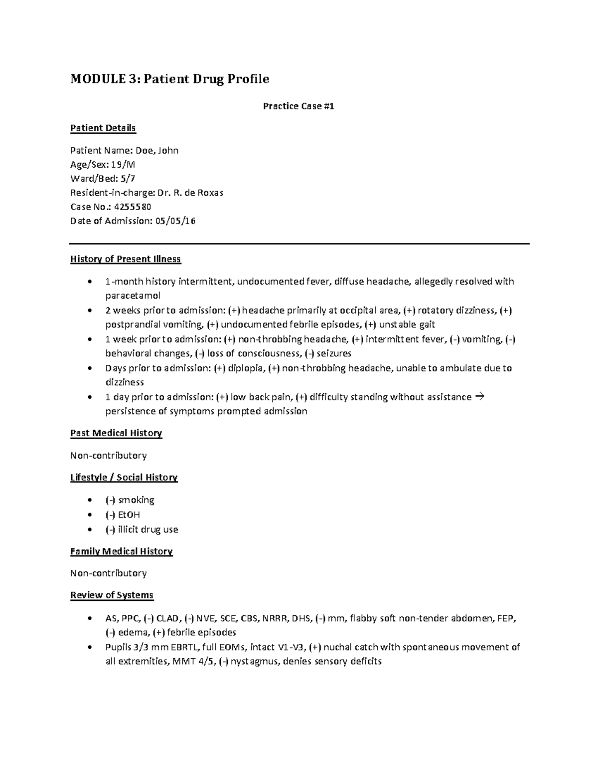 Patient Drug Profile (Practice Case)-1 - MODULE 3: Patient Drug Profile ...