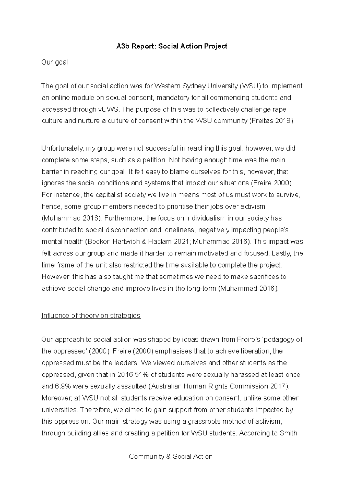 A3b Report Eg 2 - A3b Report: Social Action Project Our goal The goal ...