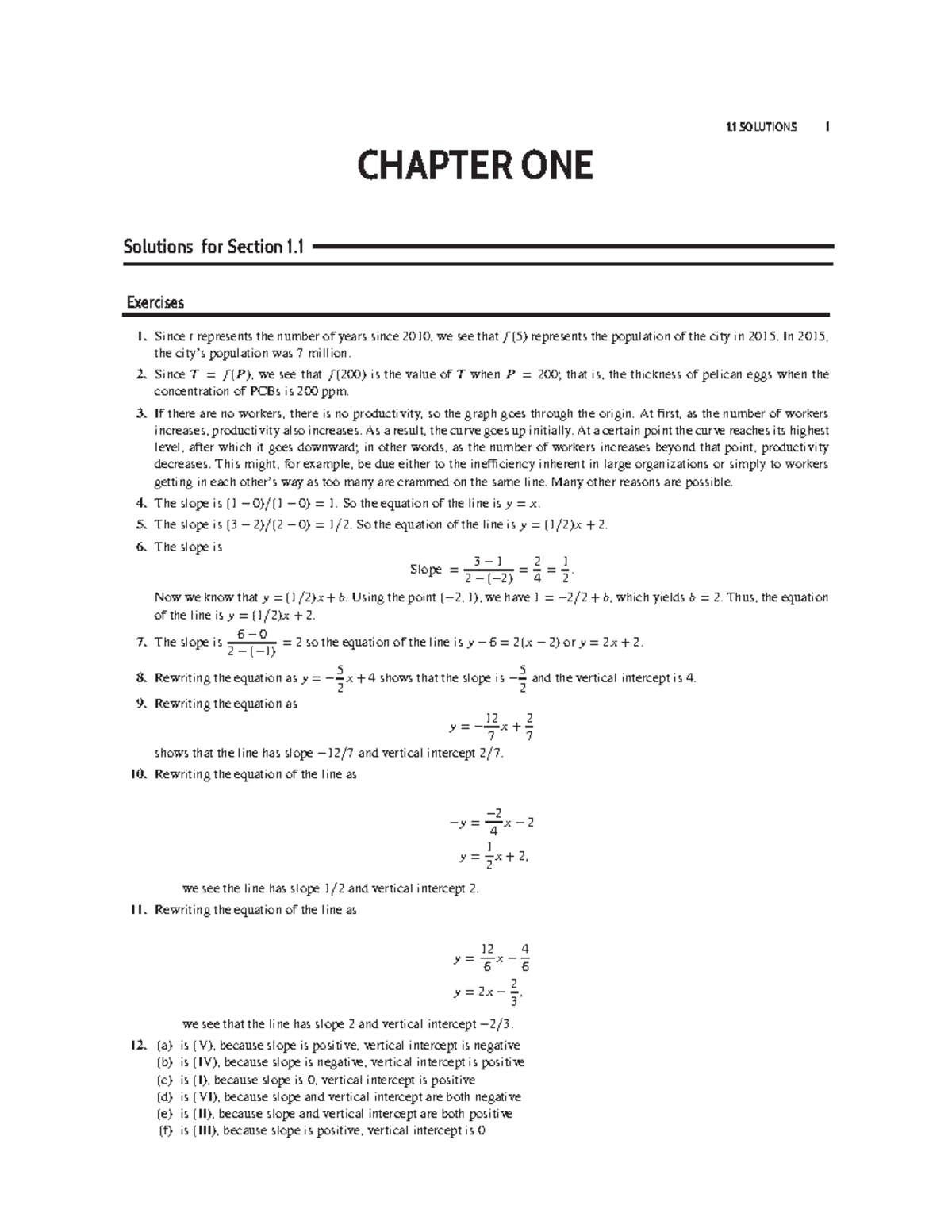 Ch01 - Solutions crafted for calculus 1 - 1 SOLUTIONS 1 CHAPTER ONE Solutions for Section 1 ...
