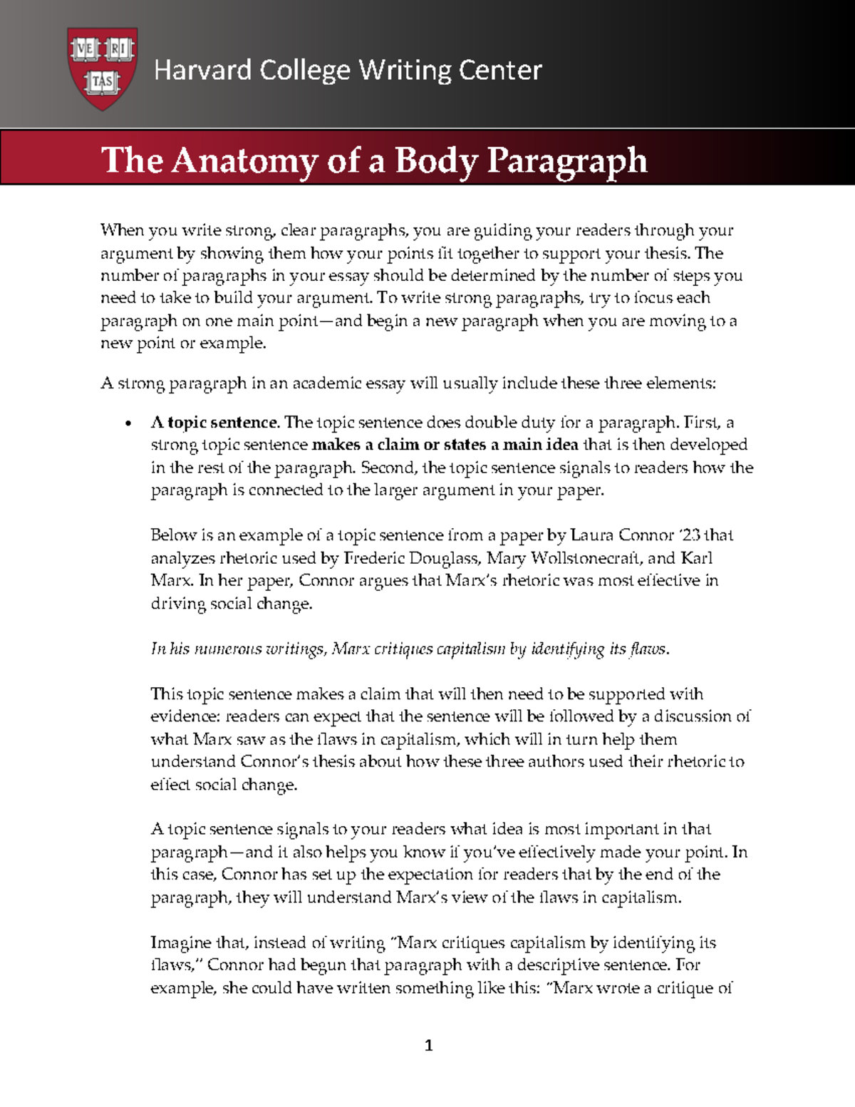 Anatomy of a body paragraph - Harvard College Writing Center 1 The ...