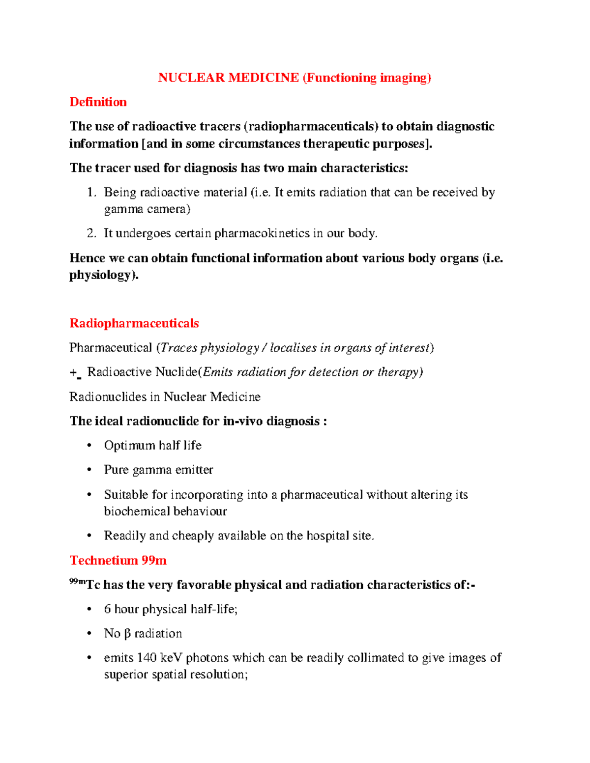 Nucular medicine - Radiology 4 - NUCLEAR MEDICINE (Functioning imaging ...