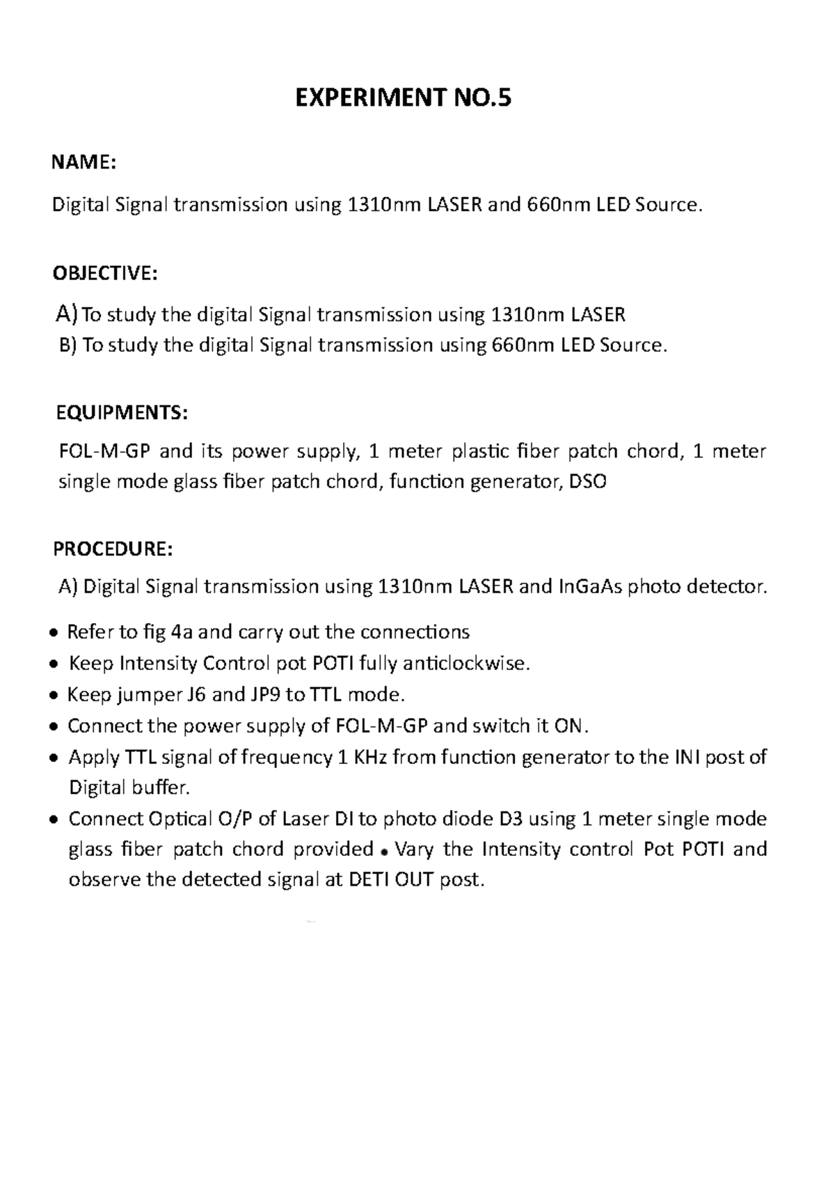 OCN EXP 5 OGG - EXPERIMENT NO. 5 NAME: Digital Signal transmission ...