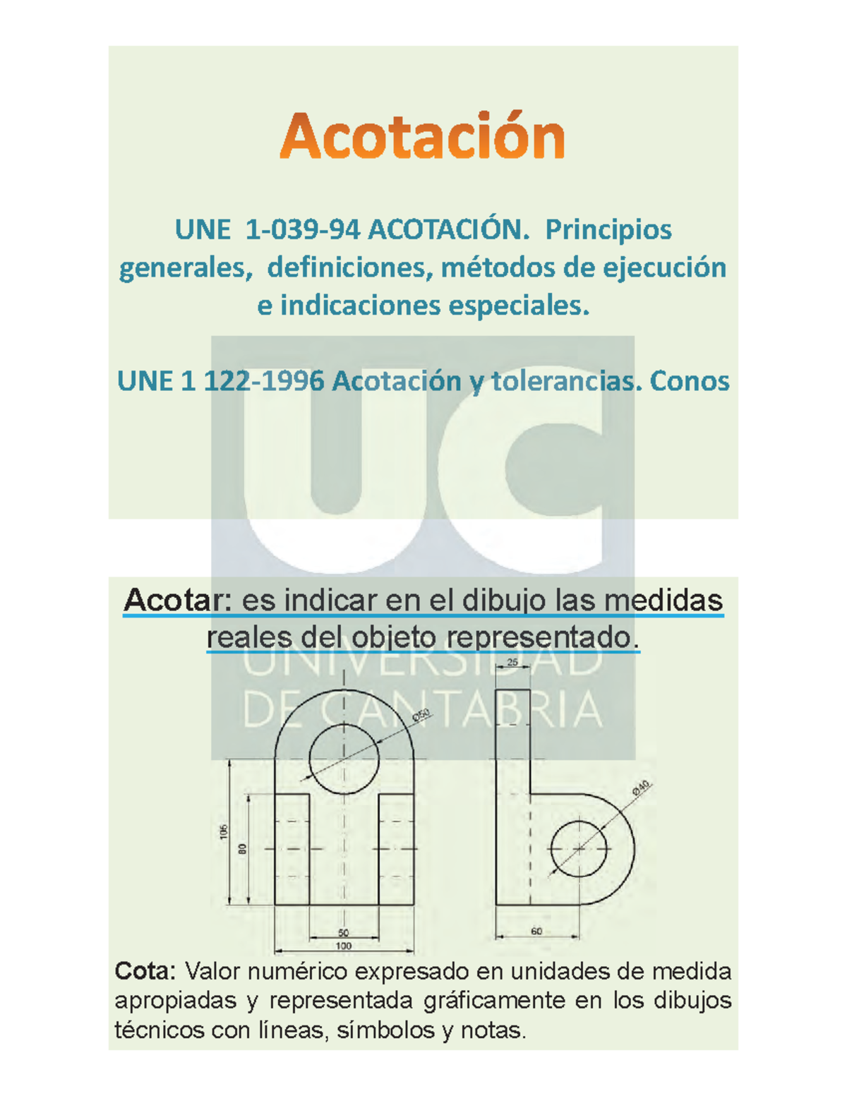 16 TDT1-2-Acotacion - Resumen acotación - UNE 1 Ͳ 039 Ͳ 94 ACOTACI”N. Principios - Studocu