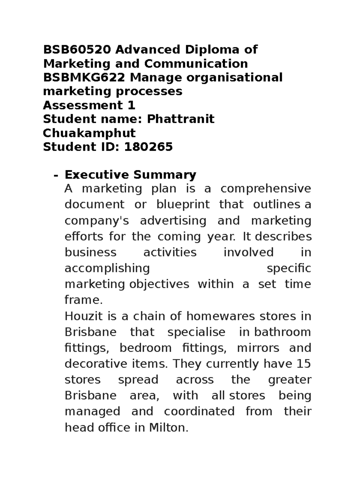 Bsbmkg 622 Assessment 1fern - BSB60520 Advanced Diploma of Marketing and Communication BSBMKG622 ...