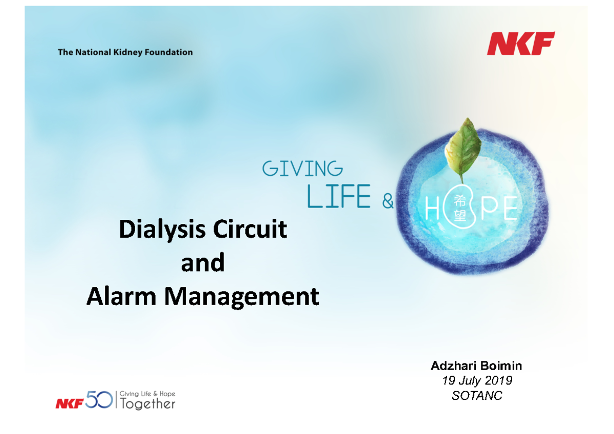 Dialysis Circuit and Alarm Management - Dialysis Circuit and Alarm ...