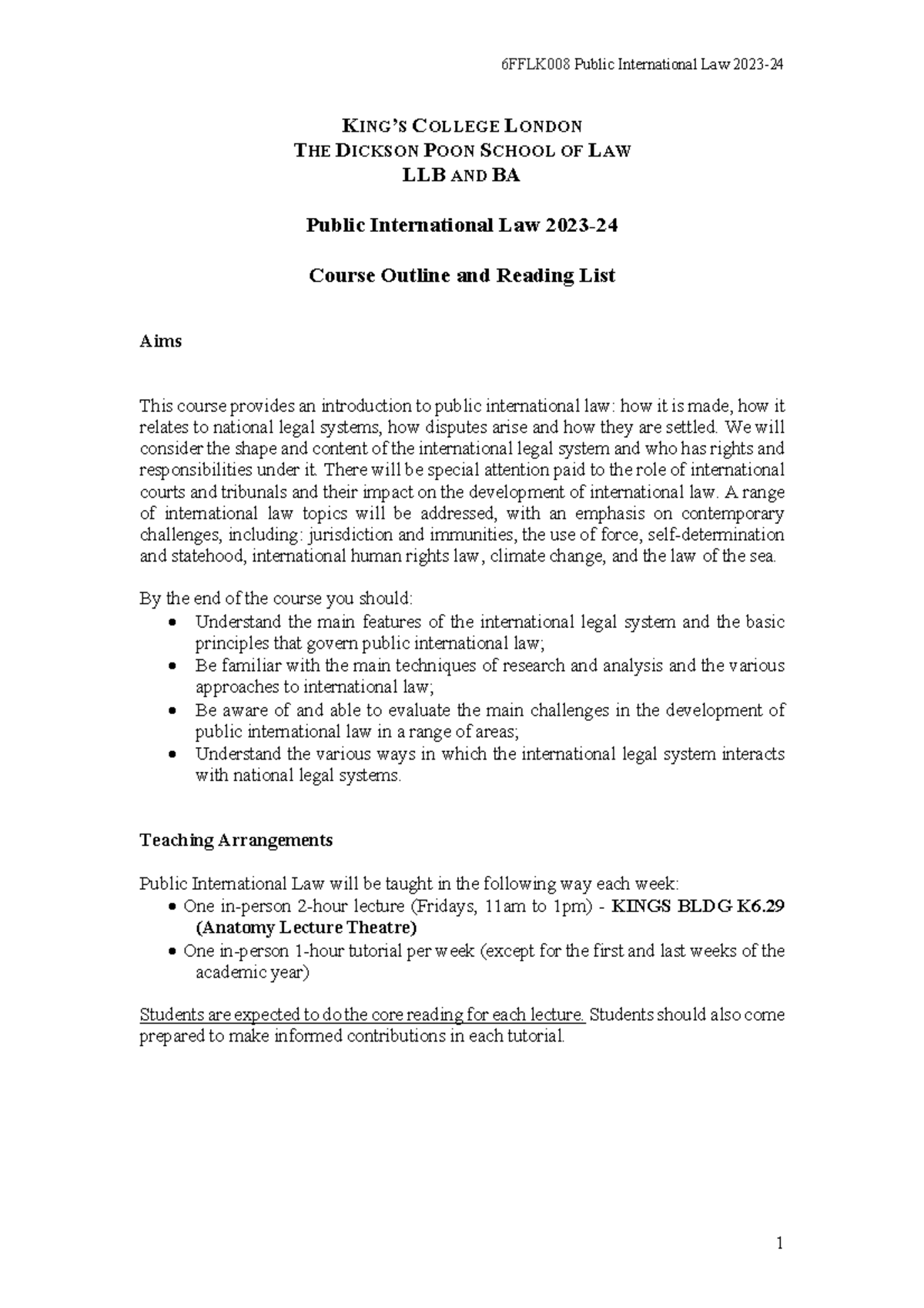 PIL 2023-24 Reading LIST ( Keats) updated - K ING’ S C OLLEGE L ONDON T HE D ICKSON P OON S ...