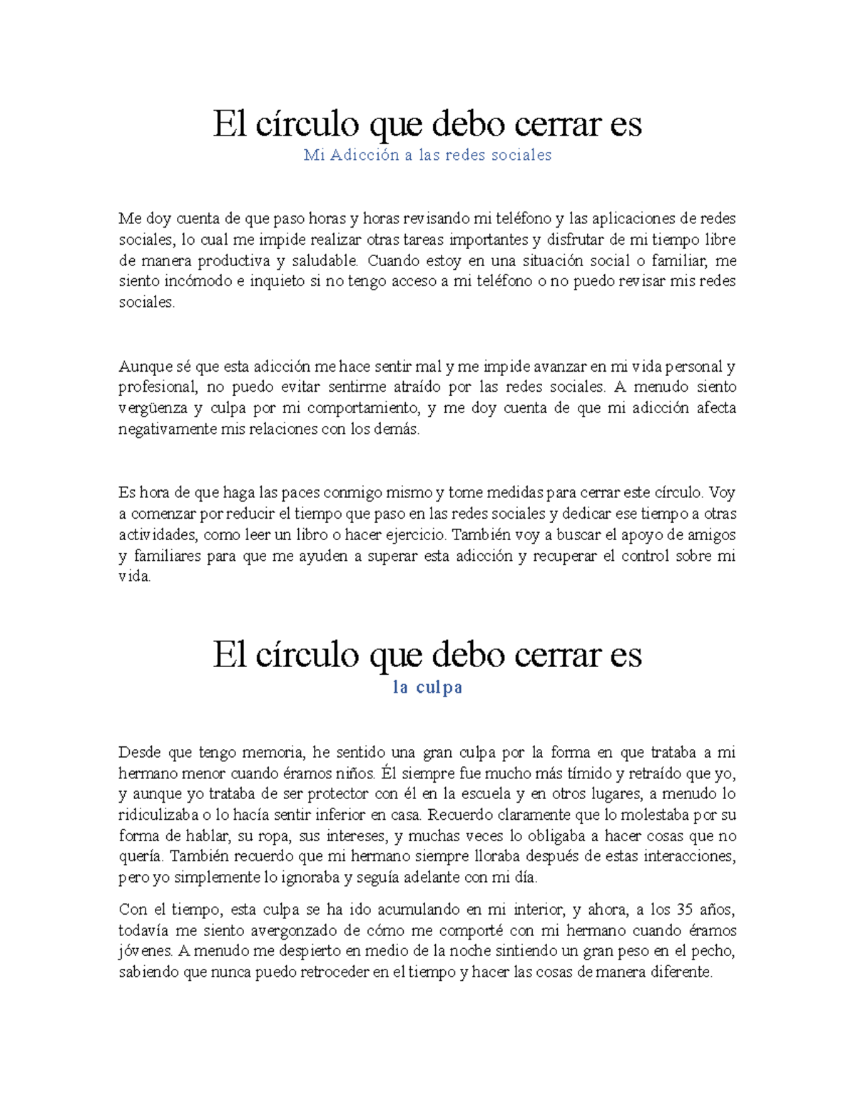 El círculo que debo cerrar es - El círculo que debo cerrar es Mi ...