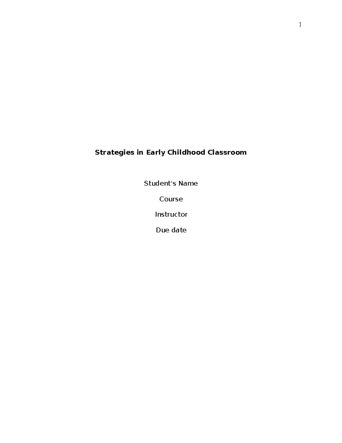 Strategies for Early Childhood A - Strategies in Early Childhood ...