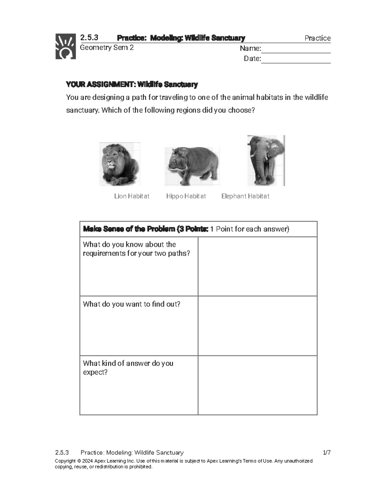 2.5.3 Practice - Modeling Wildlife Sanctuary (Practice) - Practice ...