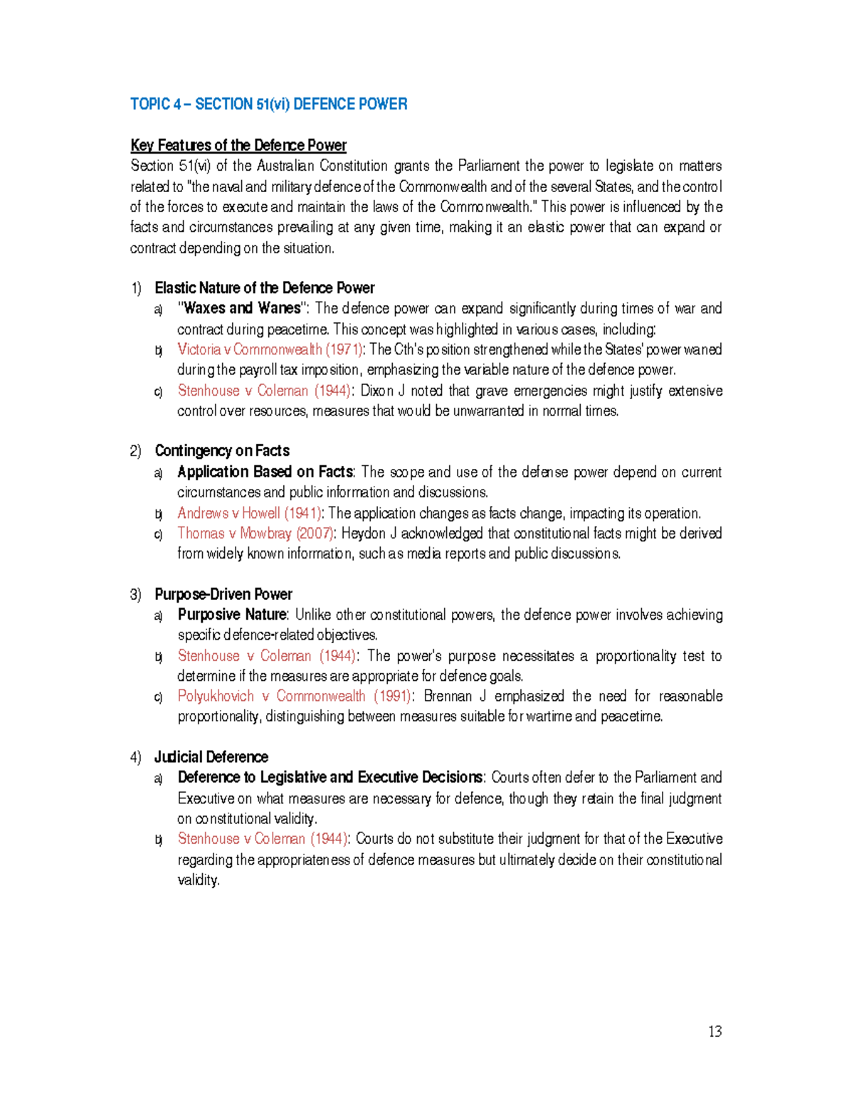 Topic 4 – Section 51(vi) Defence Power - TOPIC 4 – SECTION 51(vi ...