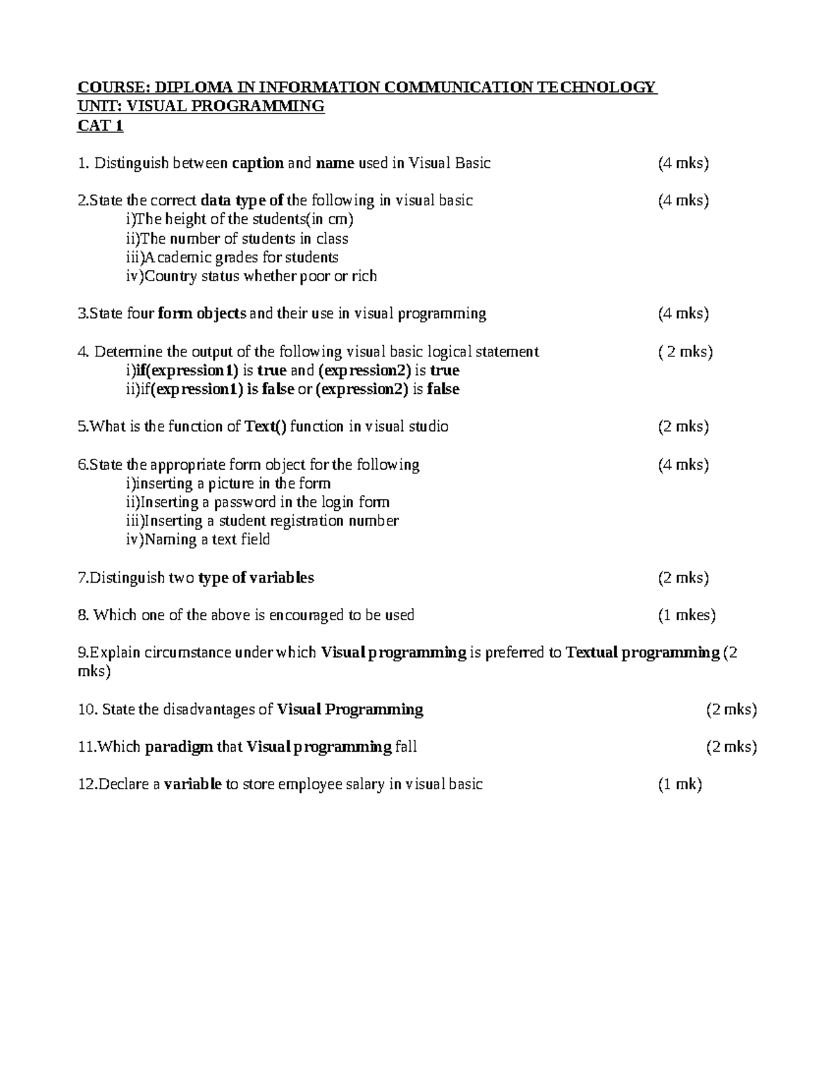 DICT MOD 2 VB - COURSE: DIPLOMA IN INFORMATION COMMUNICATION TECHNOLOGY ...