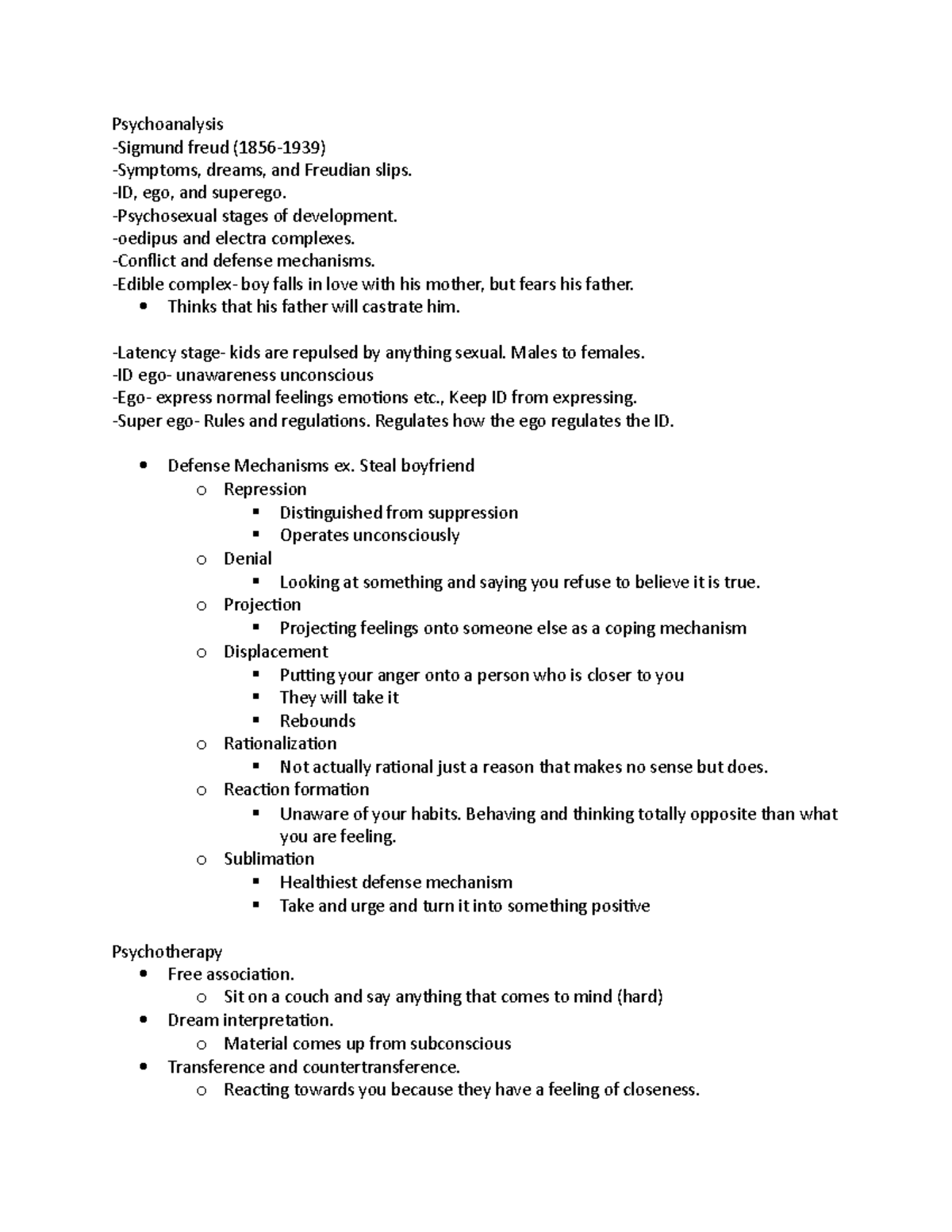 Abnormal Psychology lecture notes - Psychoanalysis -Sigmund freud (1856 ...