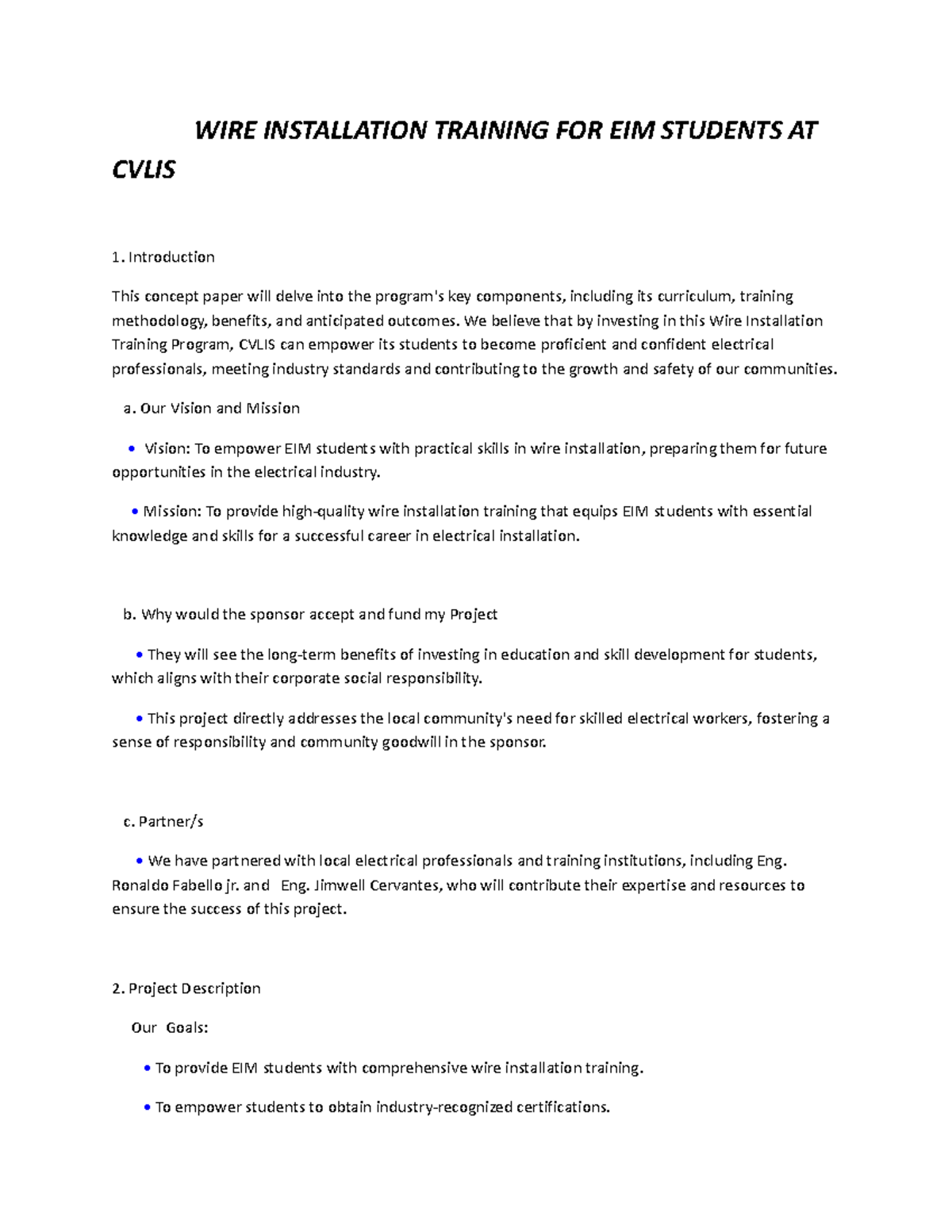 Concept Paper - Tony Stark's death - WIRE INSTALLATION TRAINING FOR EIM ...