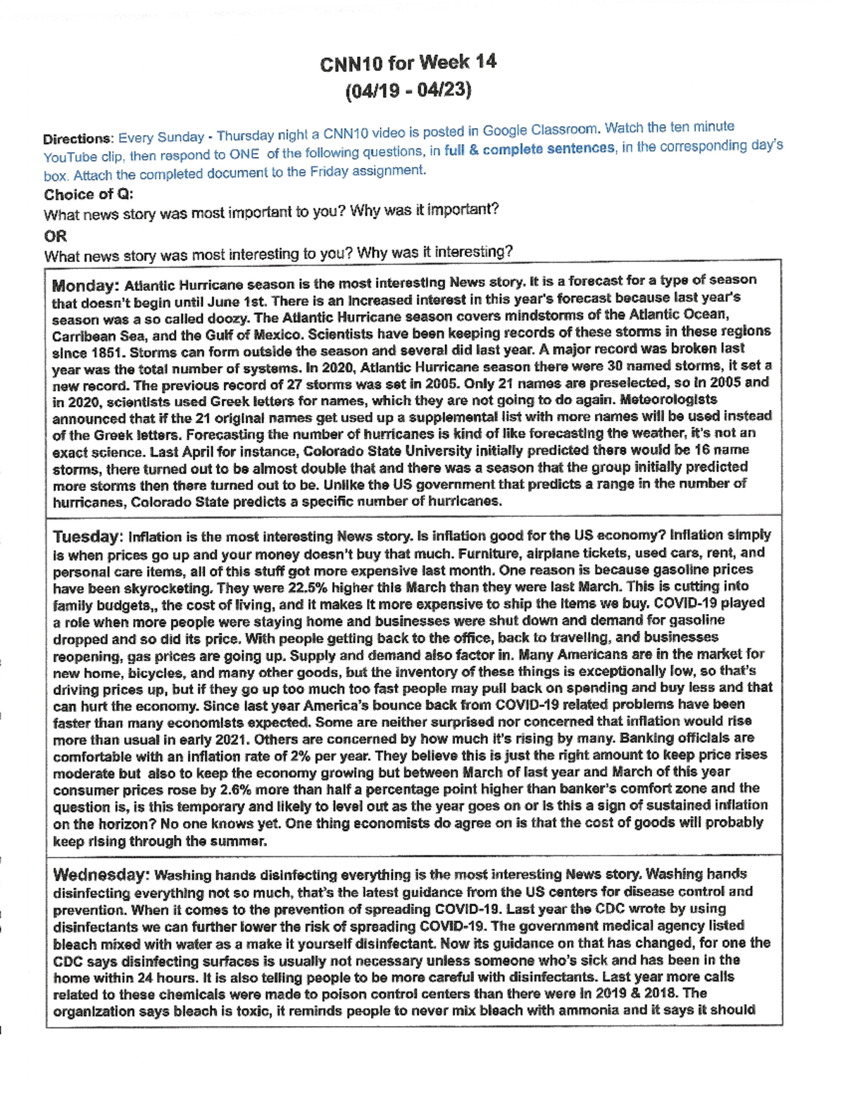 CNN 10 Week 14 - summarize the CNN report. - HIS100 - Studocu