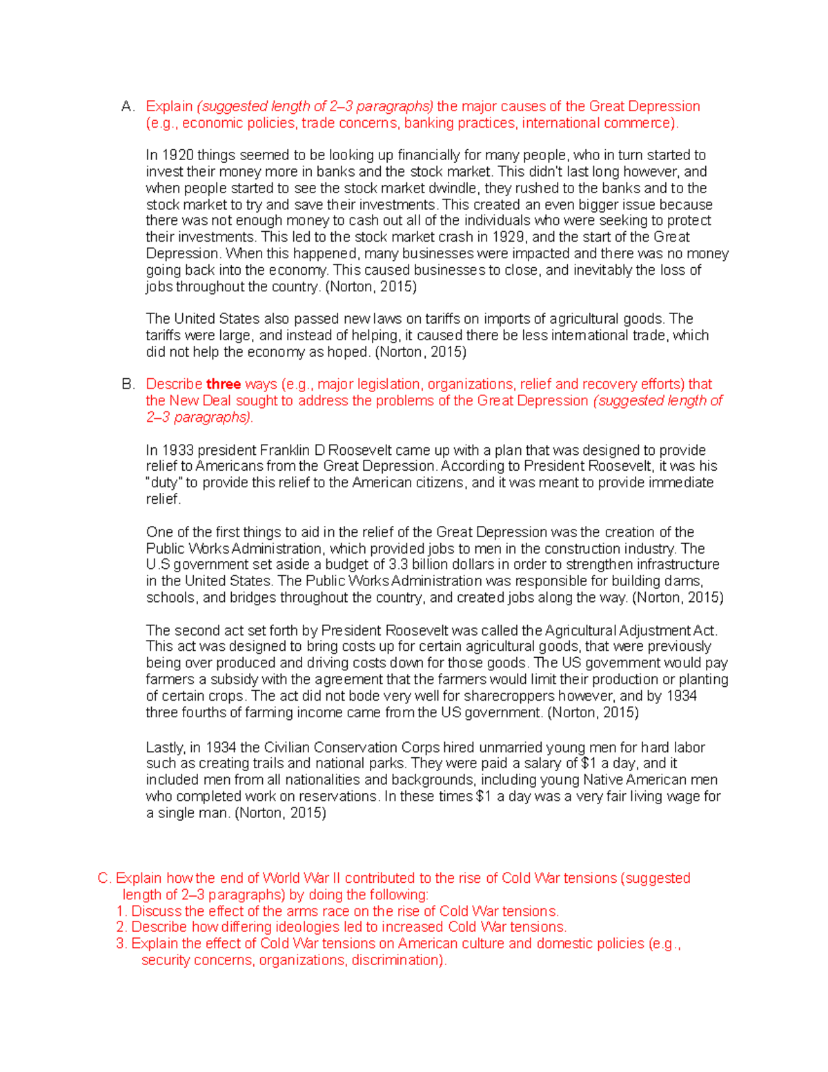 USH Task 4 - Task 4 - United States History - A. Explain (suggested ...