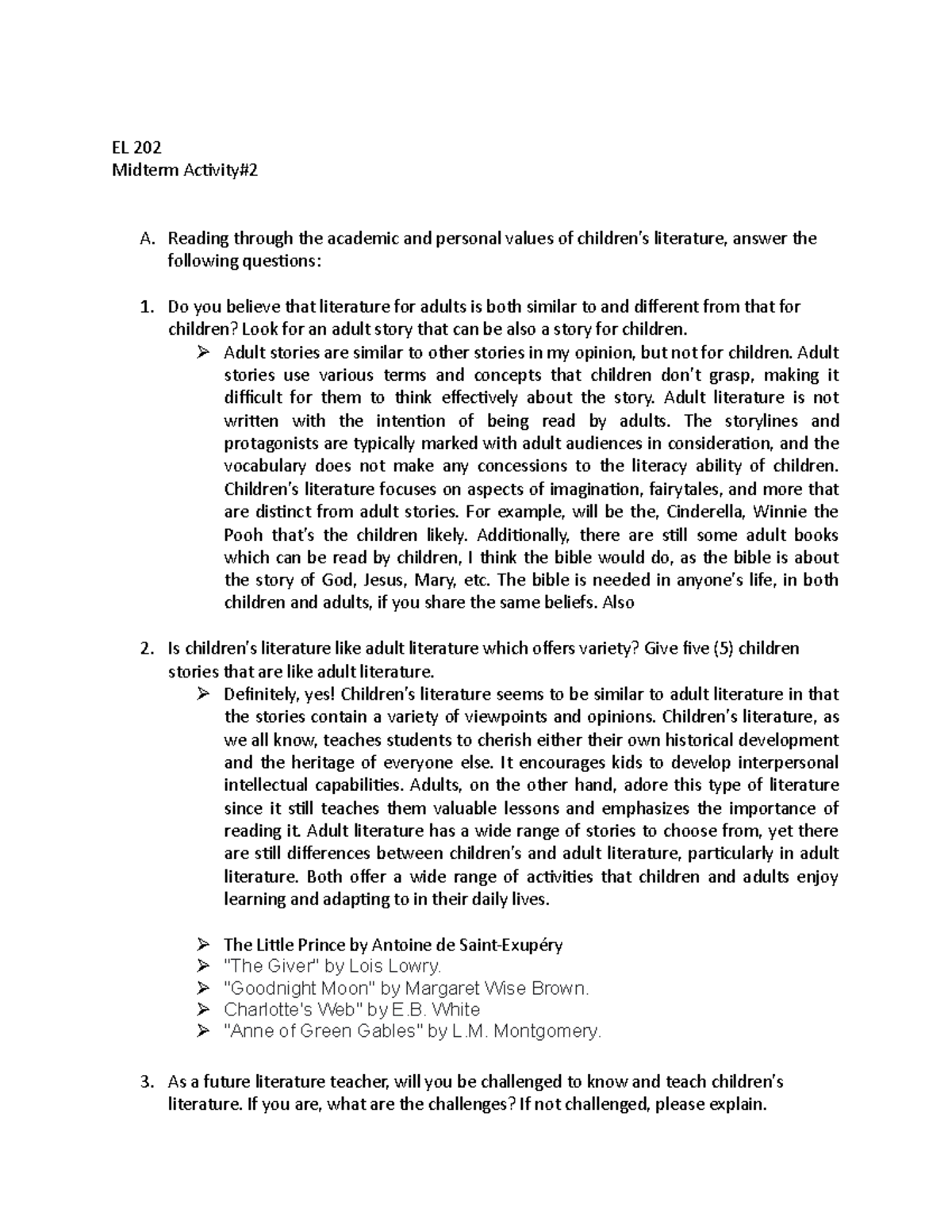 Activity 2 Professional Education (Professional Education) - EL 202 ...