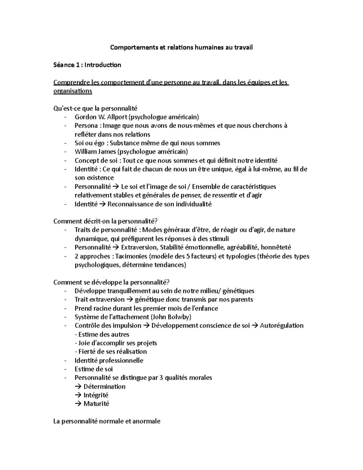 Séance 1 - Comportements et relations humaines au travail ...