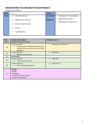 Workshop Session 5 - Engineering Technology Design Project ...