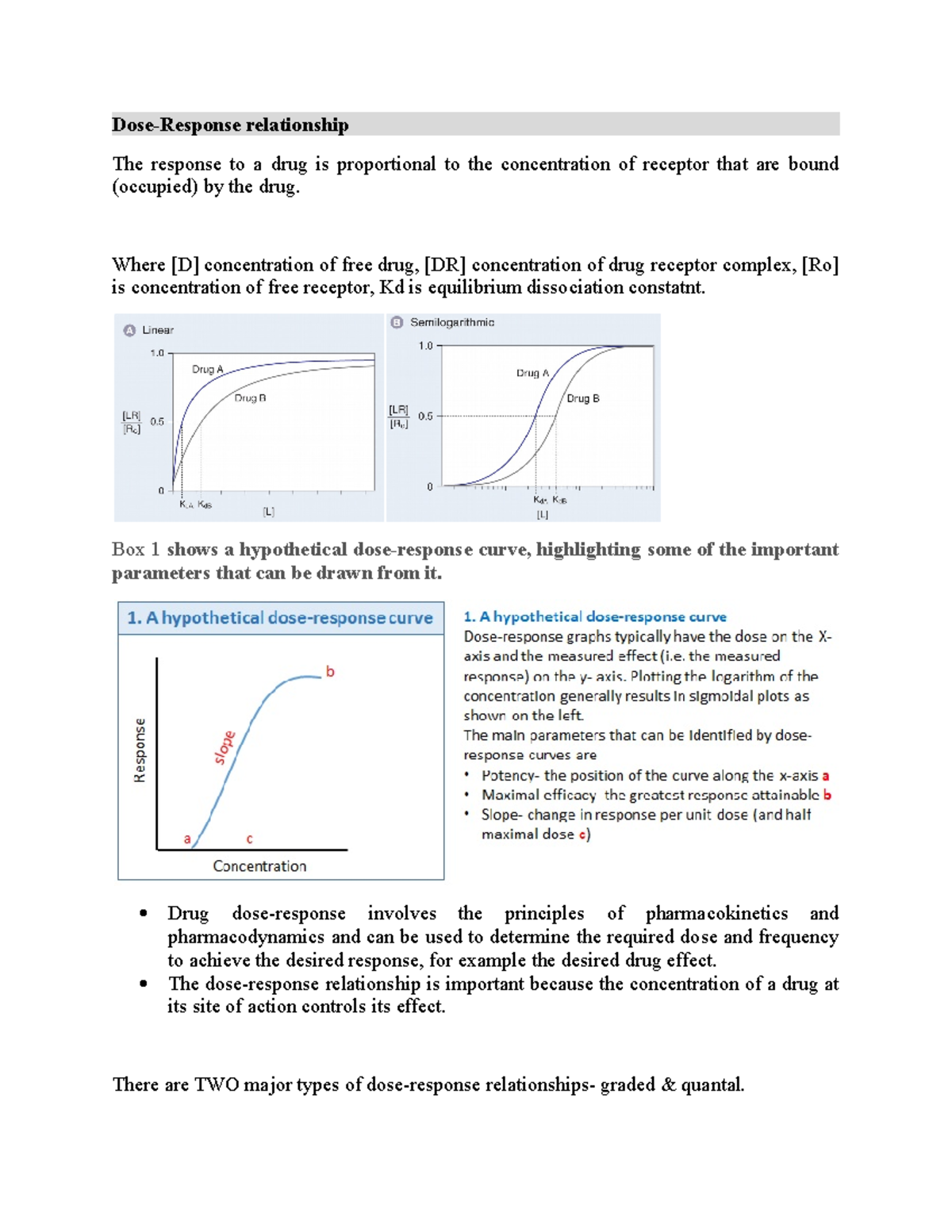 8march 2019-dose response - Dose-Response relationship The response to ...
