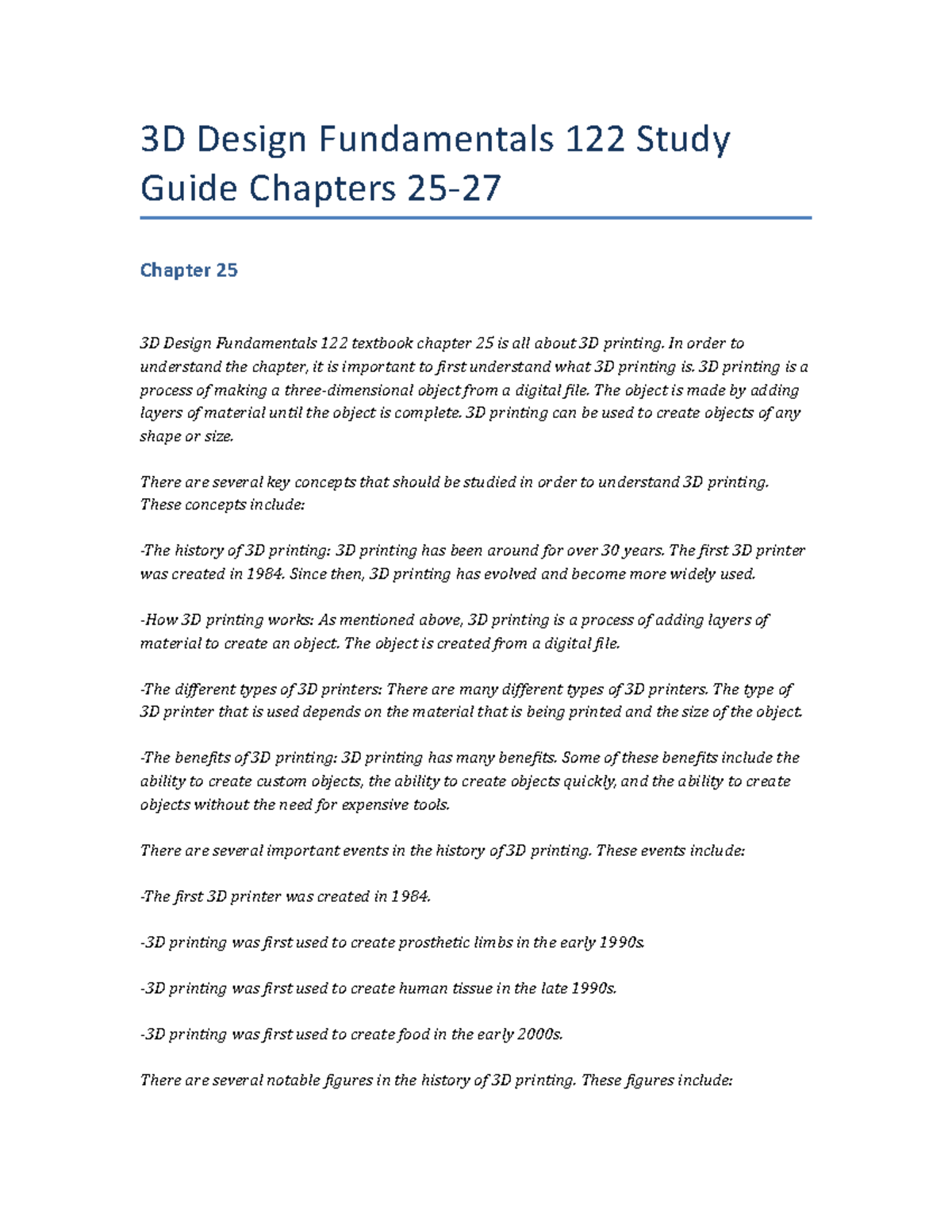 3D Design Fundamentals 122 Study Guide Chapters 25-27 - 3D Design ...