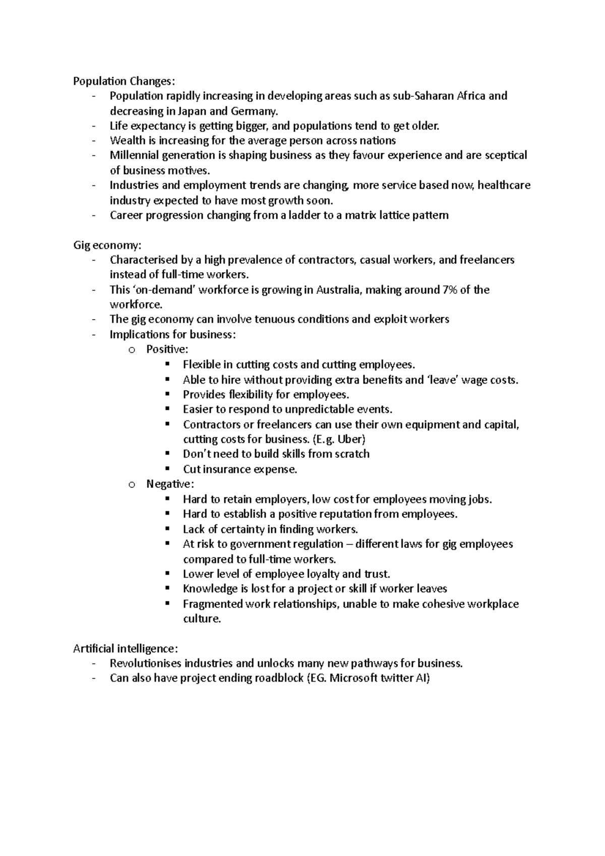 Week 8 tutorial - notes for tut 8 - Population Changes: - Population ...