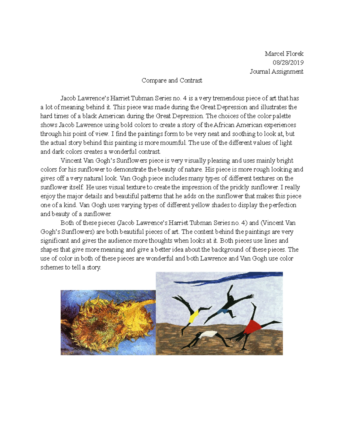 Compare and contrast - Marcel Florek 08/28/ Journal Assignment Compare ...
