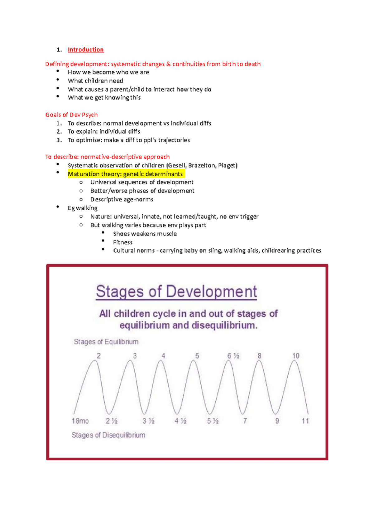 Notes W1-4 - 1. Introduction Defining development: systematic changes ...
