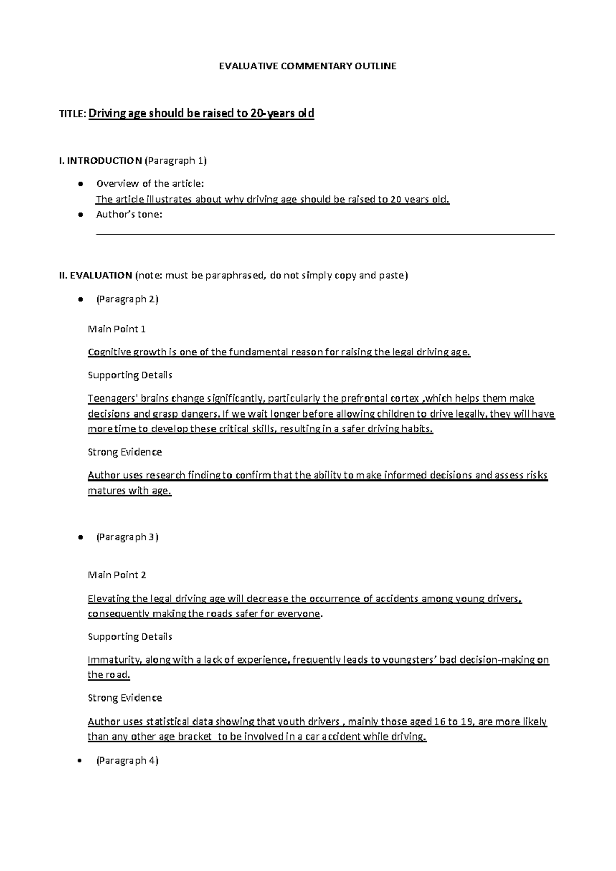 EVALUATIVE COMMETARY HOMEWORK WITH ANSWER - EVALUATIVE COMMENTARY ...