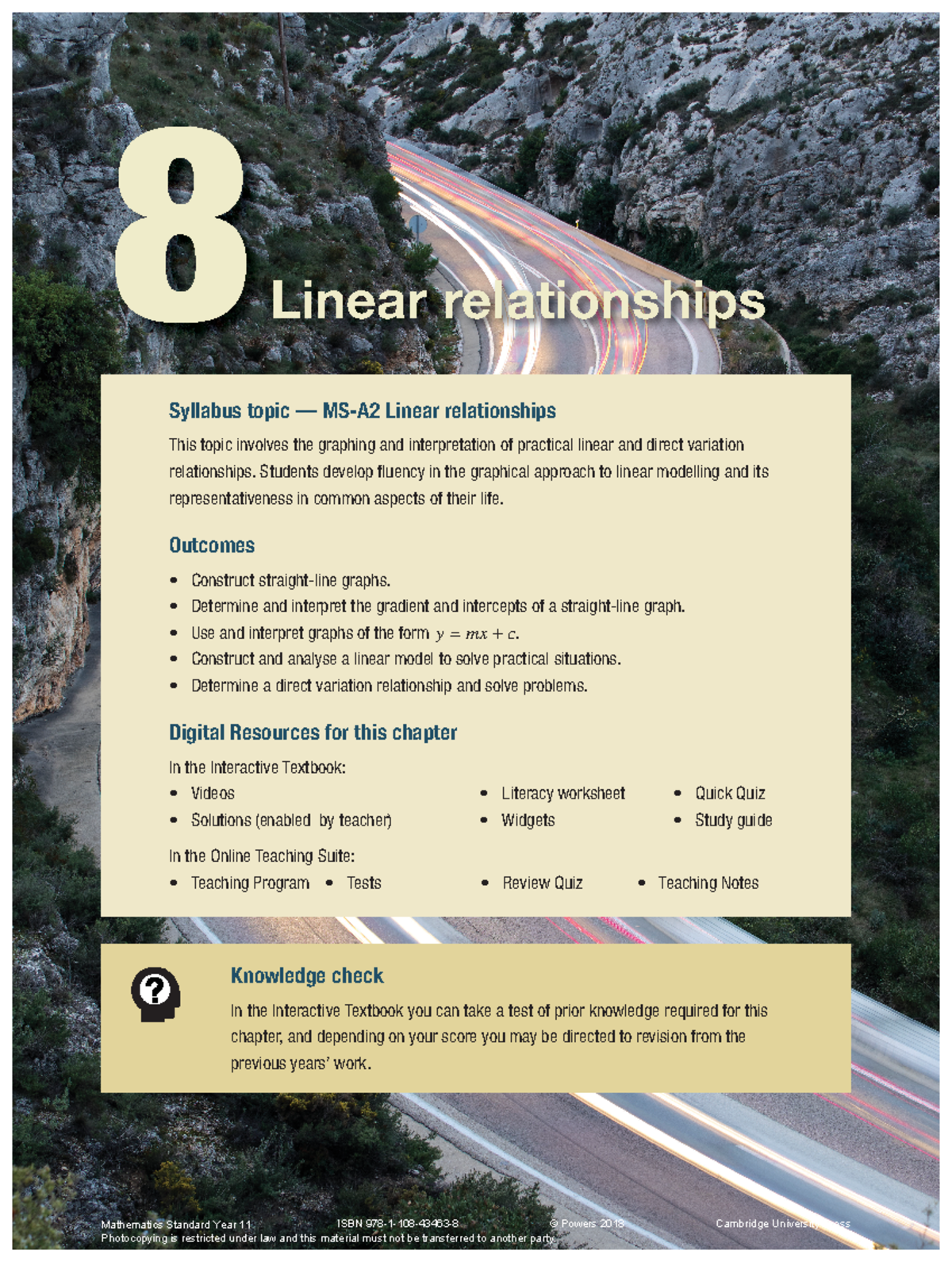 Chapter 8 - 8 Linear relationships Syllabus topic — MS-A2 Linear ...